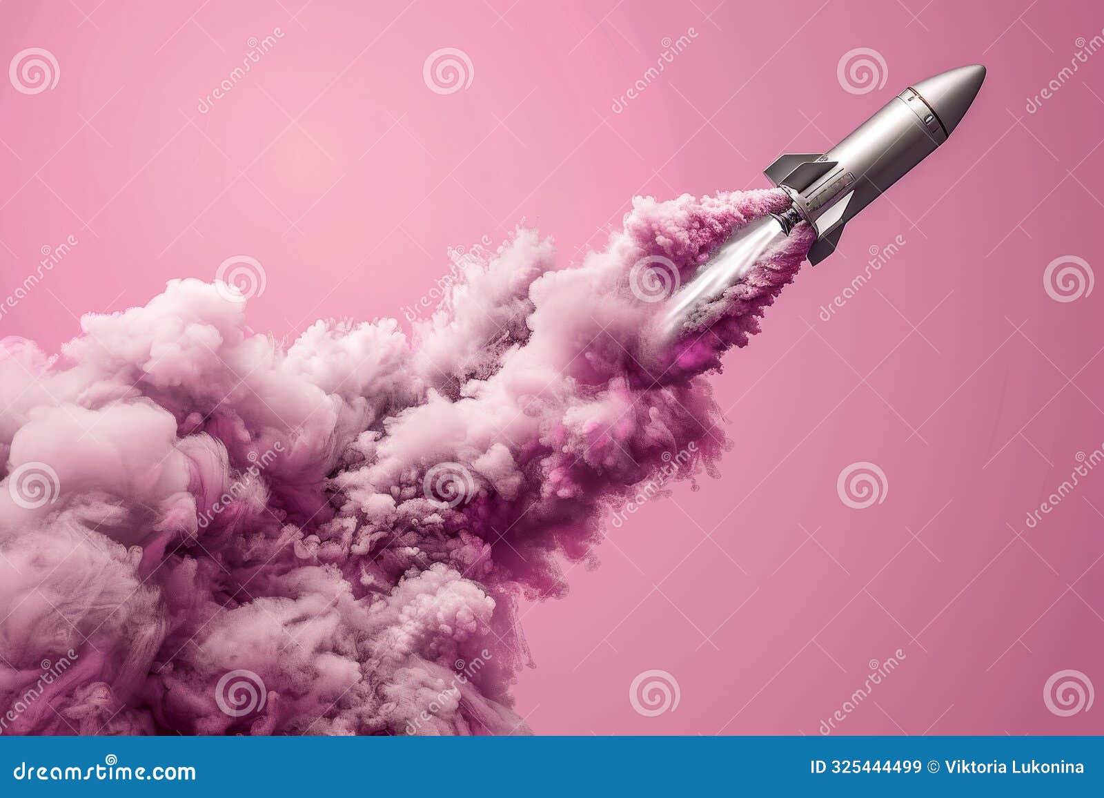 Rocket Piercing through Explosive Pink Clouds Stock Image - Image of ...