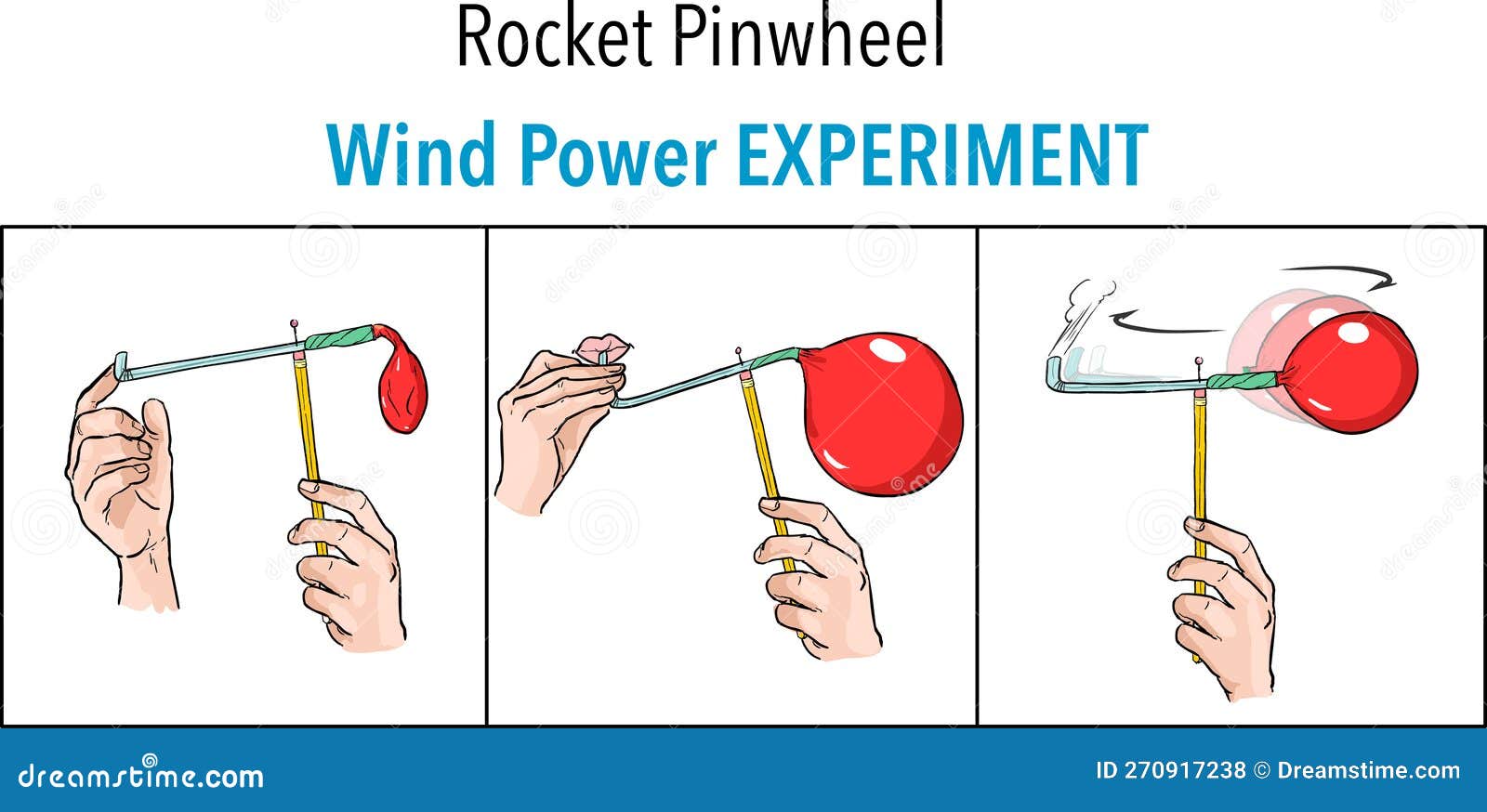 Rocket Pinwheel Wind Power Experiment Vector Illustration Stock Vector ...