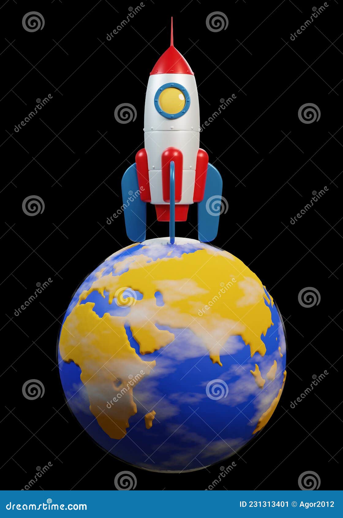 Rocket on planet earth stock illustration. Illustration of space ...