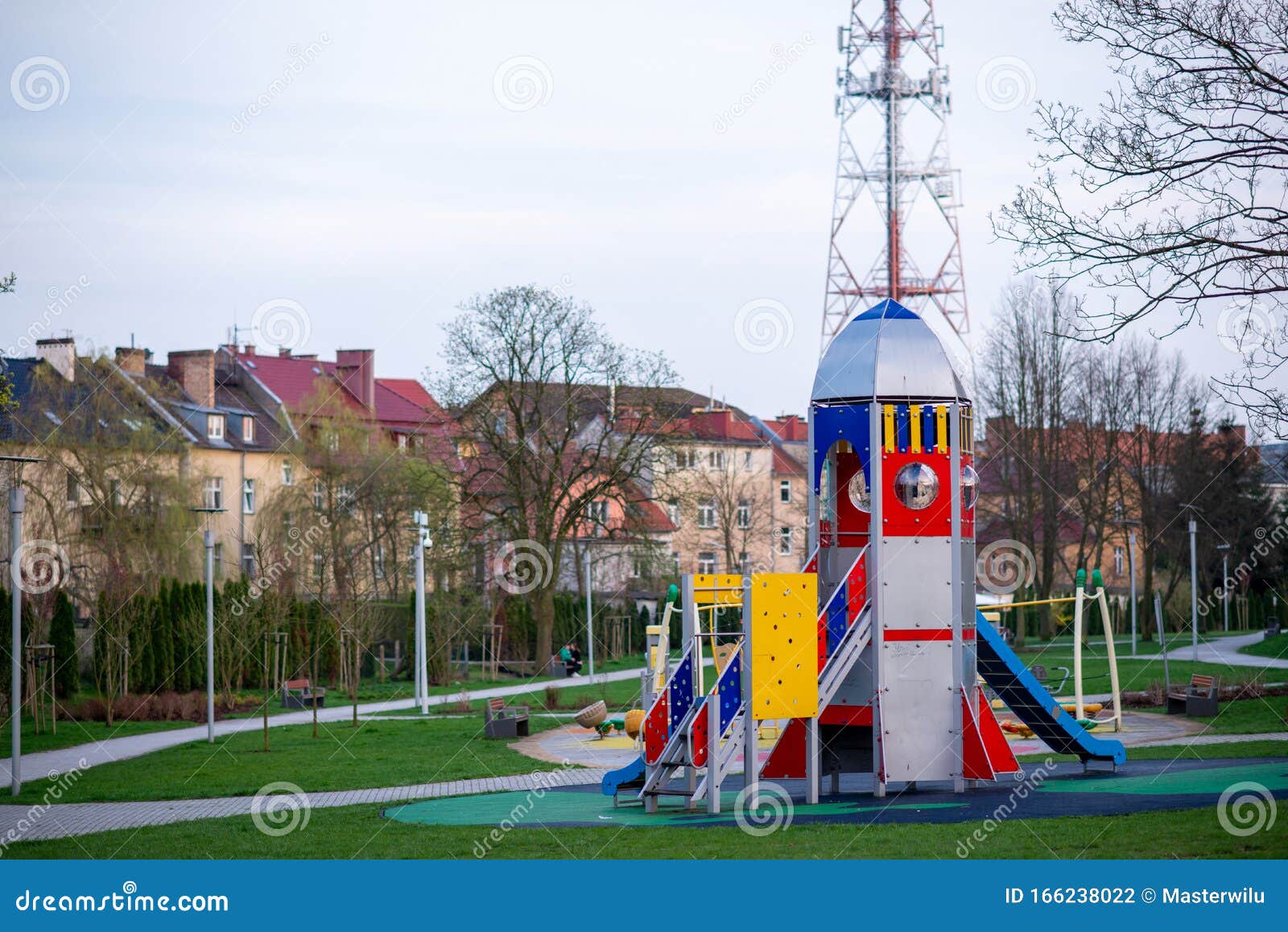 Rocket in Playground. Old Rocket in Kindergarden Stock Photo - Image of ...