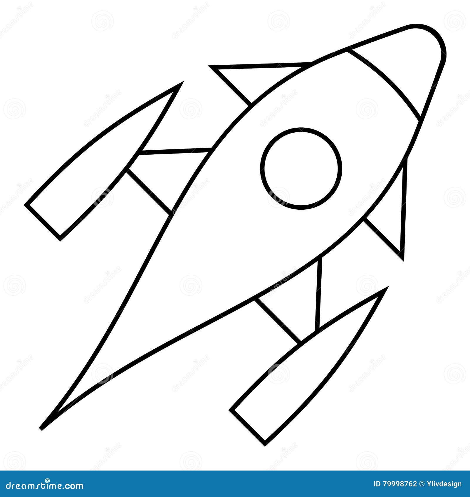 Rocket with Porthole Icon, Outline Style Stock Vector - Illustration of ...