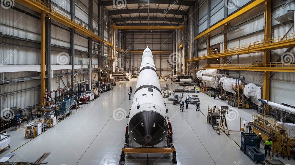Rocket Preparation in a Spacious Workshop at a Space Facility during Daylight Hours Stock Image ...