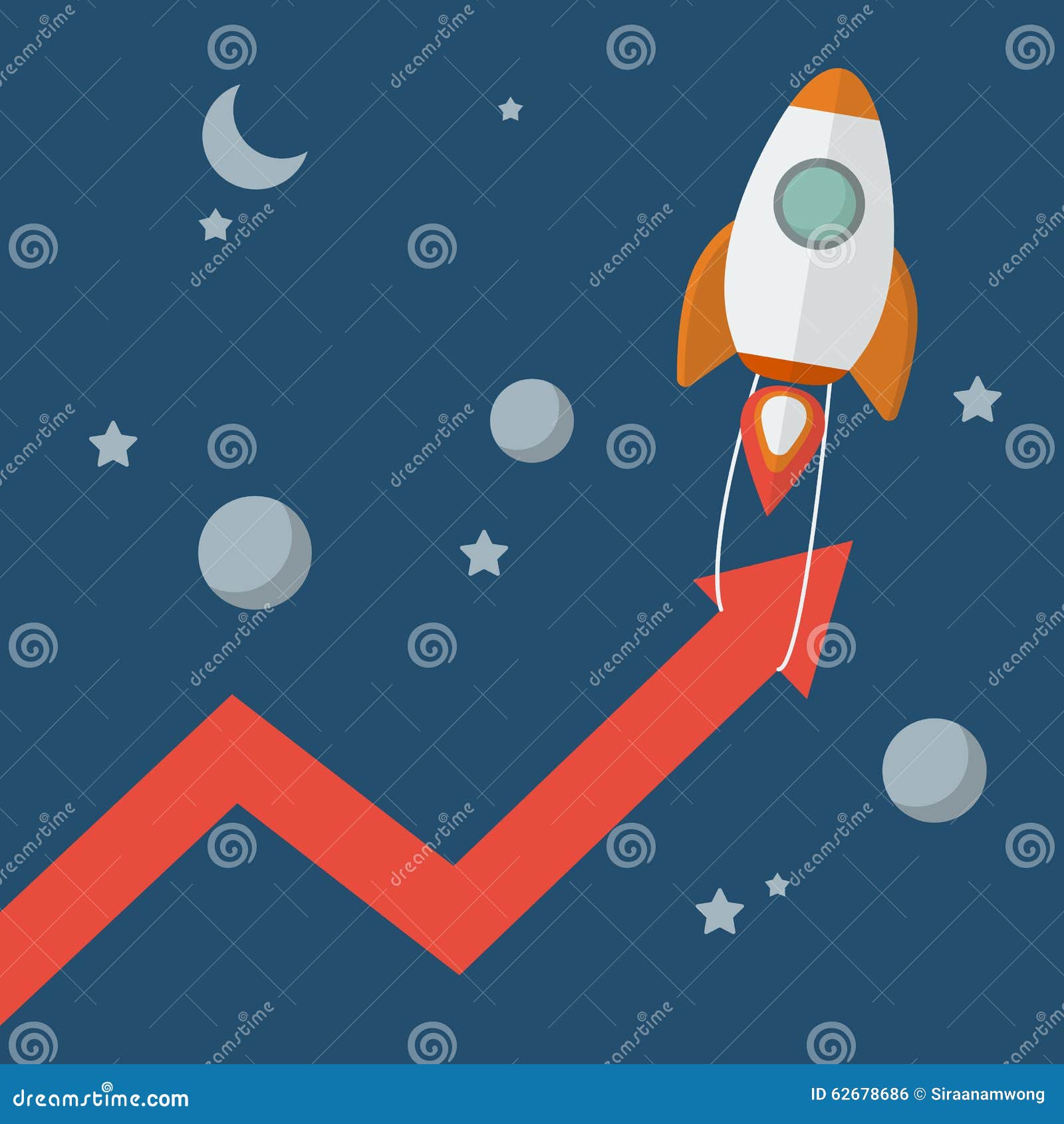 Rocket pull arrow graph up stock vector. Illustration of innovation ...