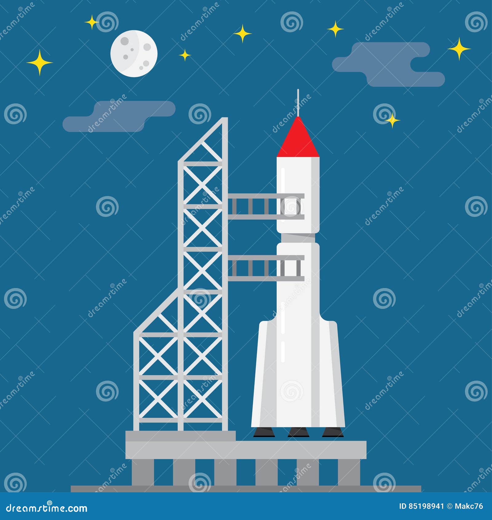 Rocket ready for launch stock vector. Illustration of emblem - 85198941