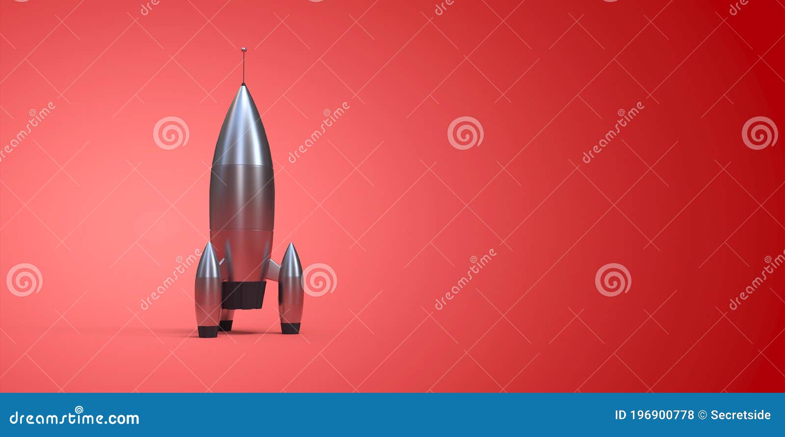 Rocket Ready To Launch, Standing At Station. Rocketship Before Takeoff ...