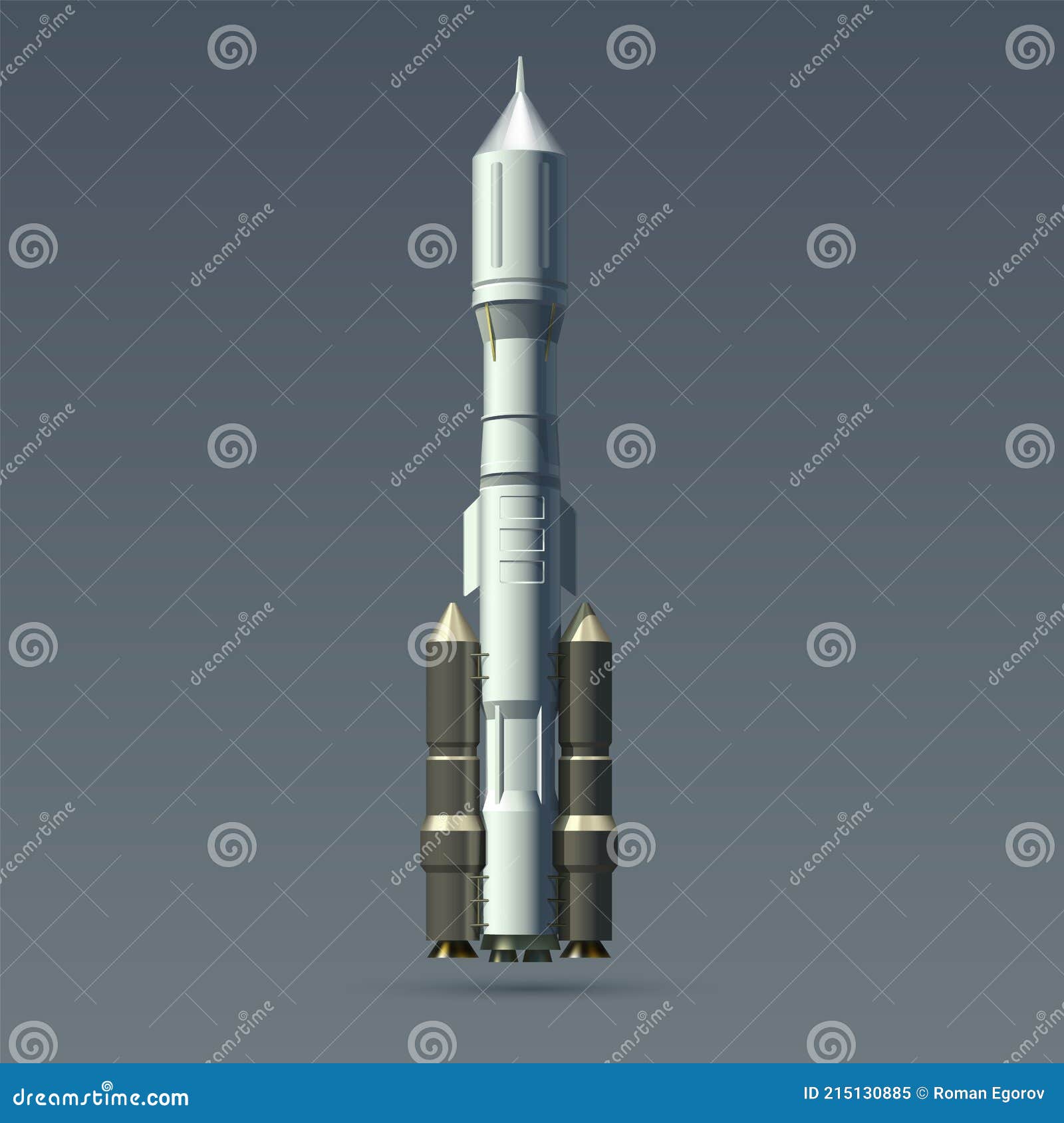 Rocket. Realistic Heavy Rocket And Space Module. 3D Spacecraft Mockup ...