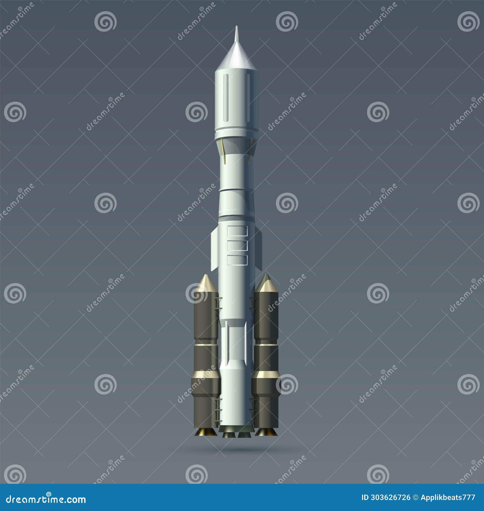 Rocket. Realistic Heavy Rocket and Space Module. 3D Spacecraft Mockup ...