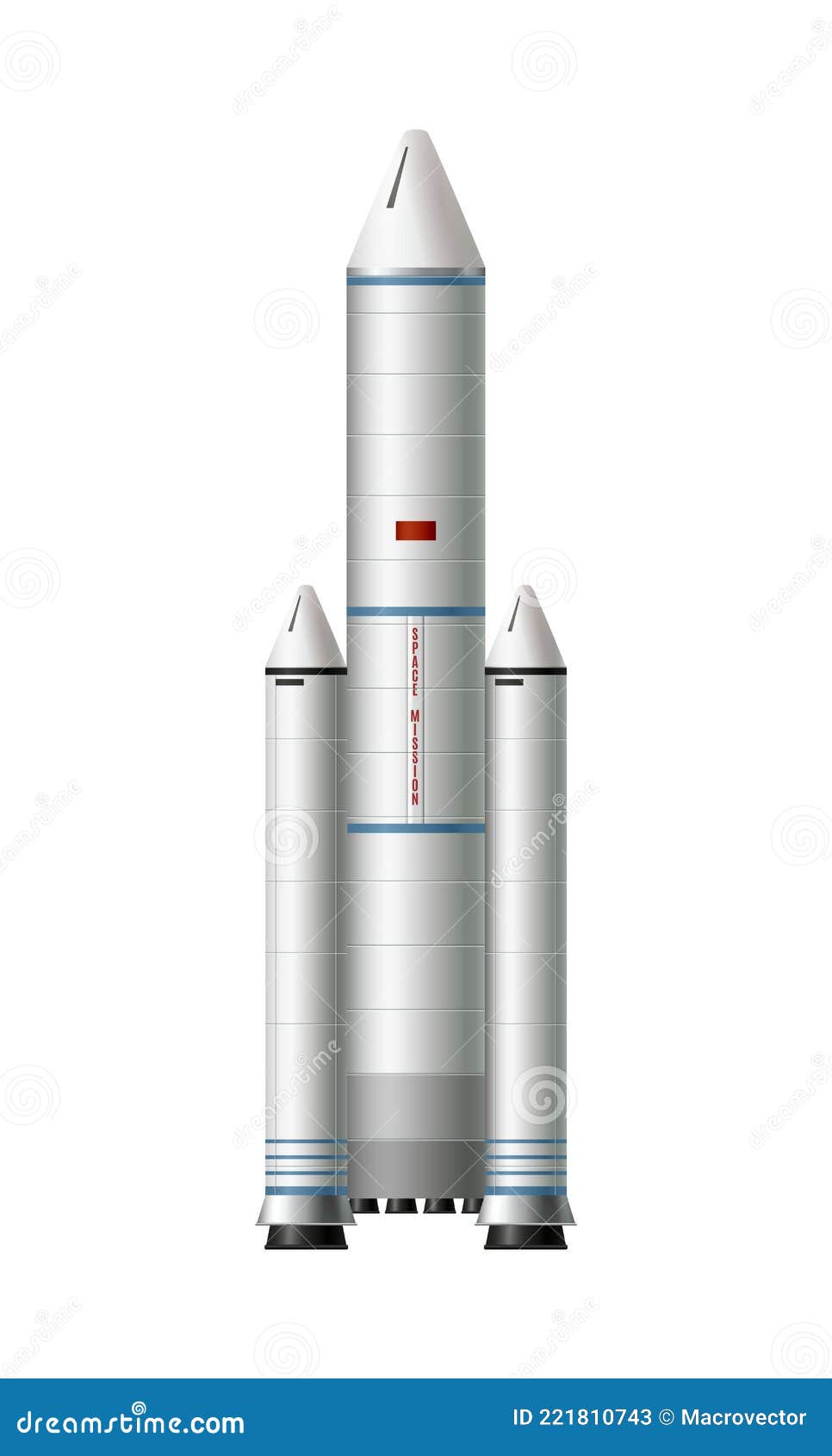 Rocket. Realistic Heavy Rocket And Space Module. 3D Spacecraft Mockup ...