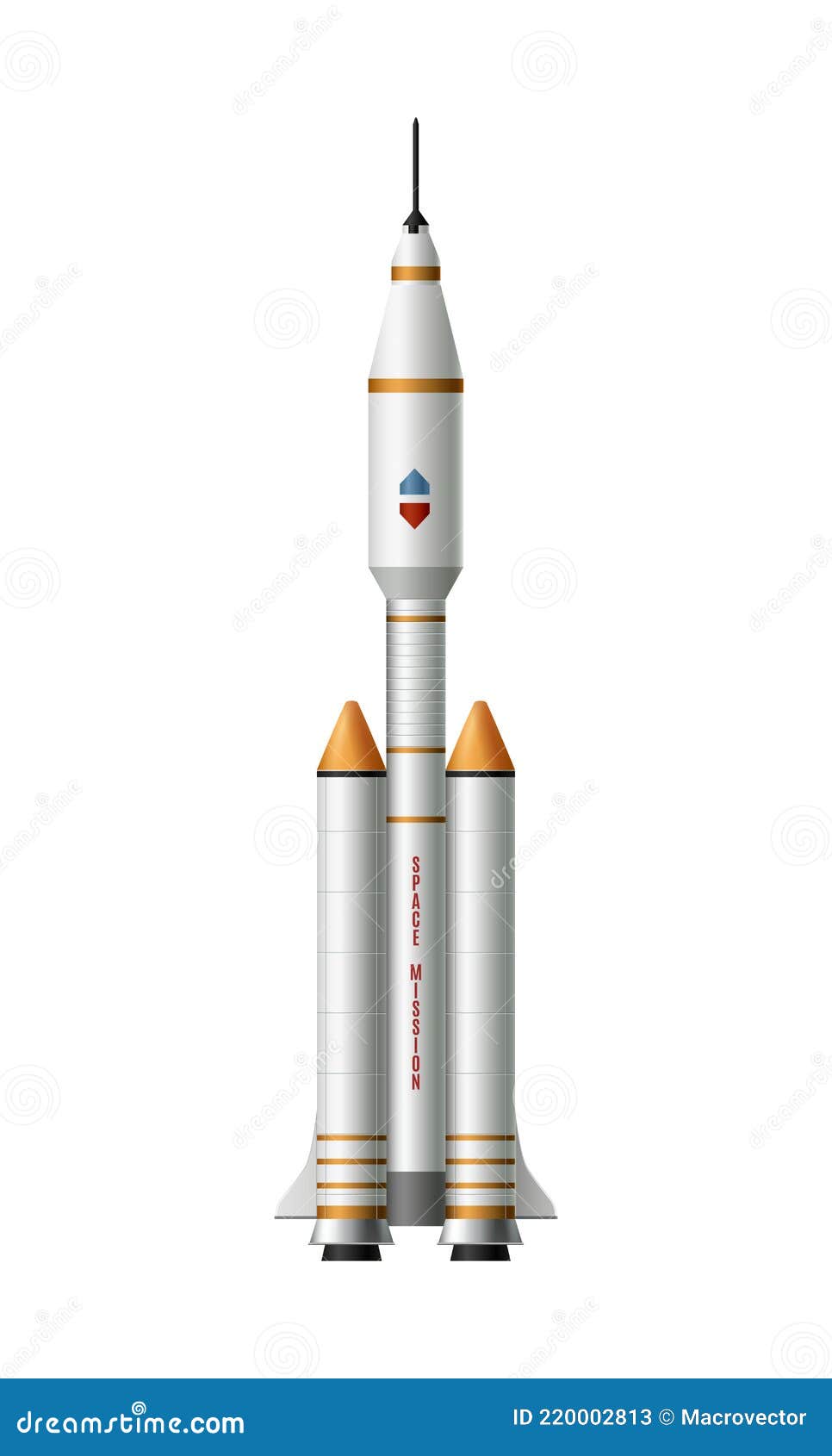 Rocket. Realistic Heavy Rocket And Space Module. 3D Spacecraft Mockup ...