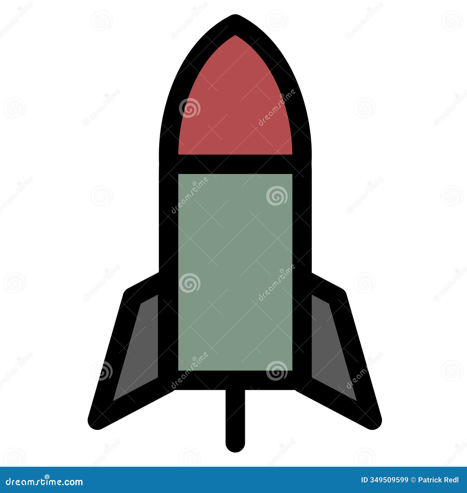 Rocket with Red Explosive Head Symbol - Military Icon Stock ...