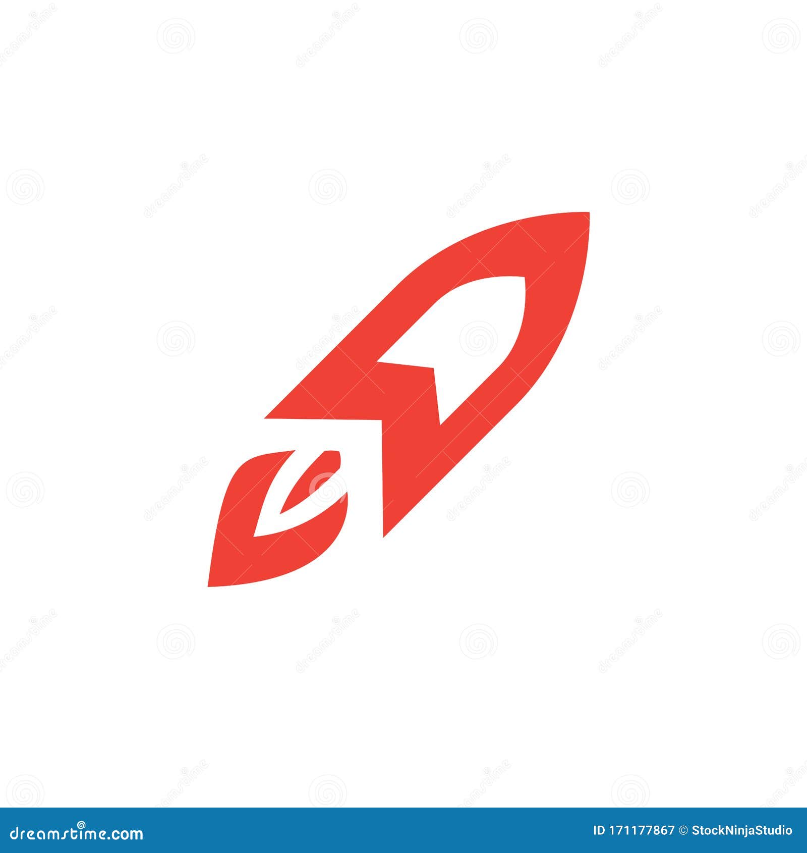 Rocket Red Icon on White Background. Red Flat Style Vector Illustration ...