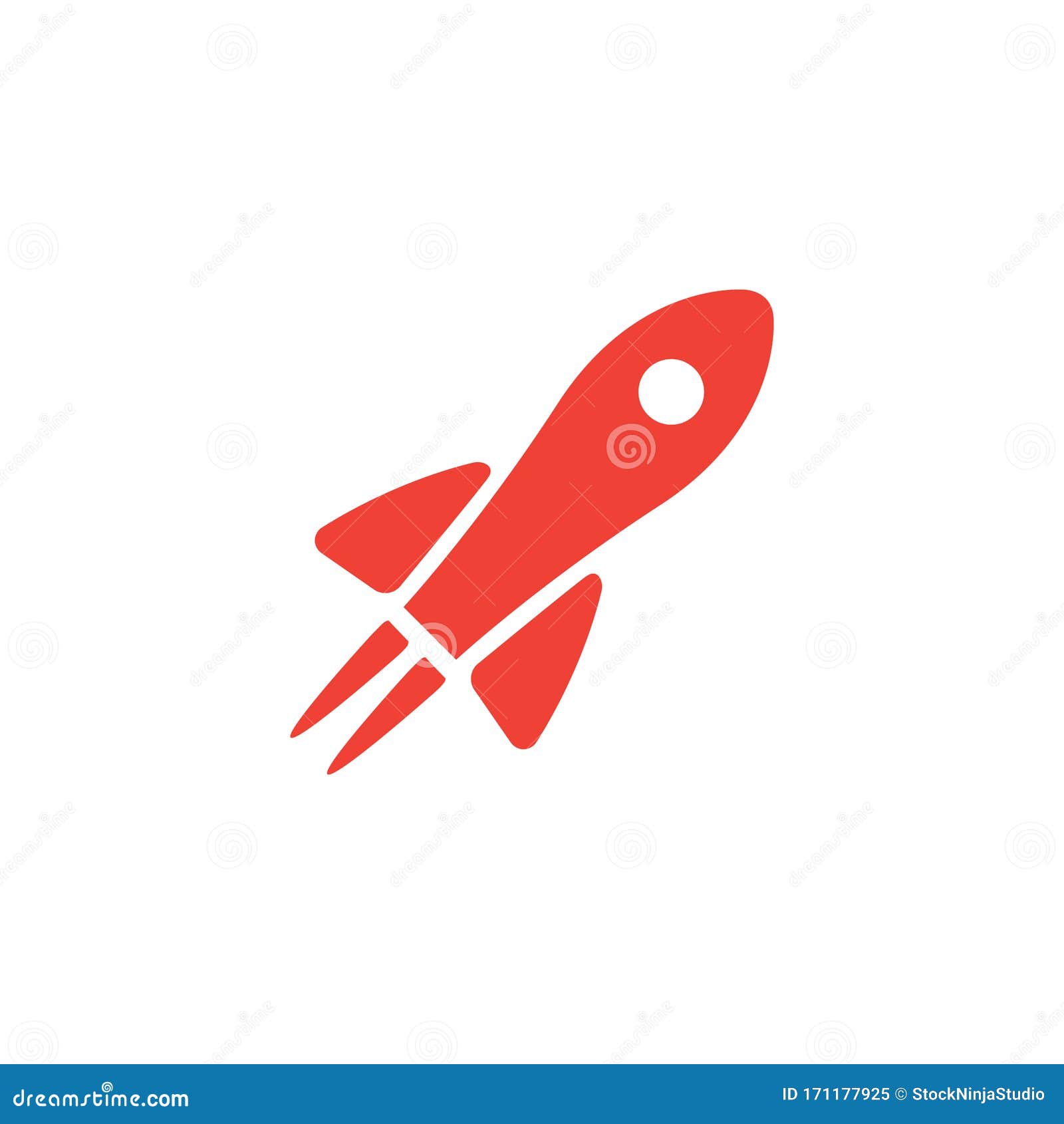 Rocket Red Icon on White Background. Red Flat Style Vector Illustration ...