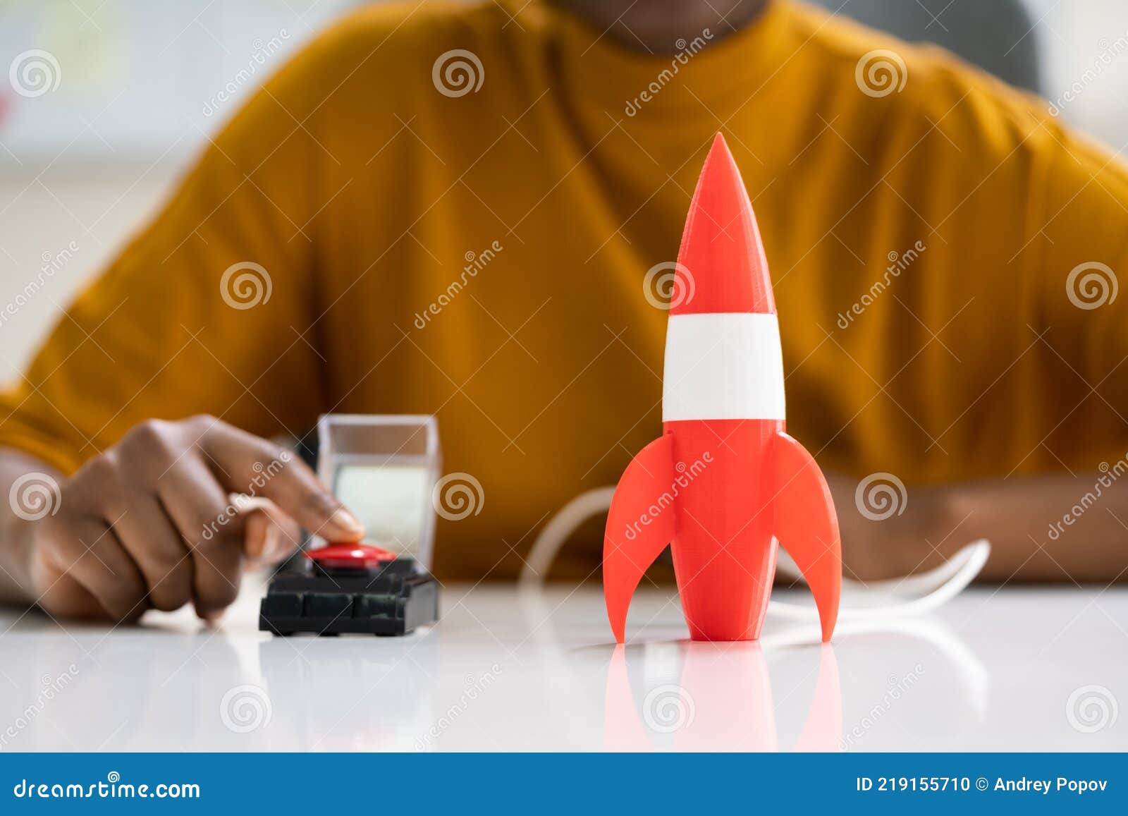 Rocket Red Launch Button stock photo. Image of increase - 219155710