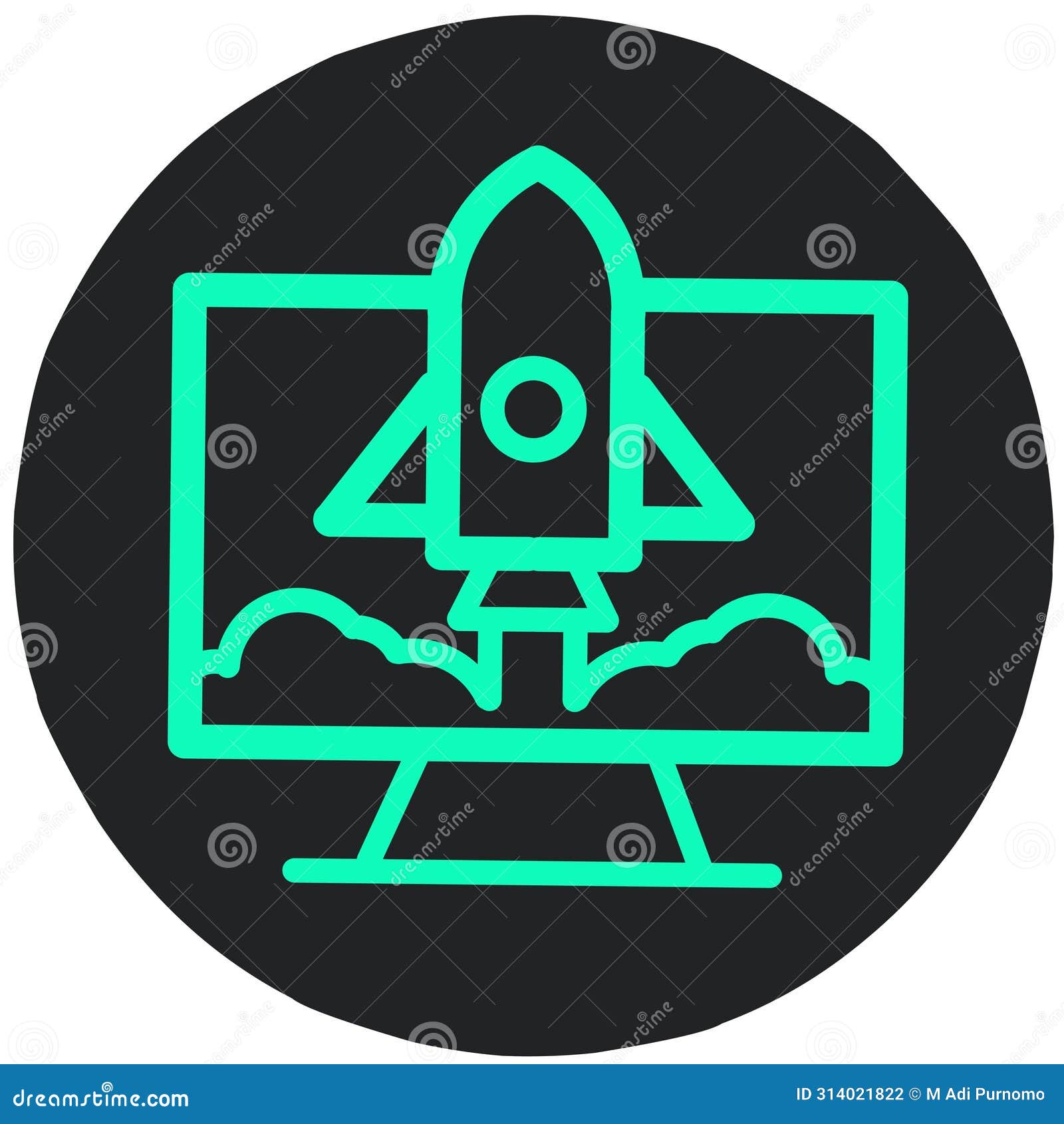 Rocket Ride of Laptop Logo, Increasing Computer Performance Concept ...