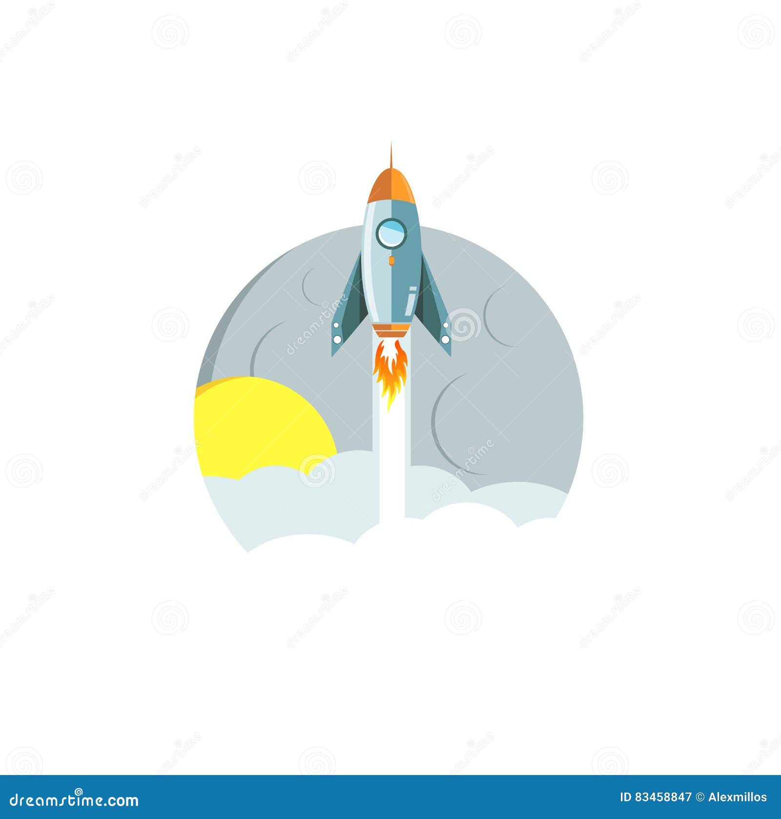 Rocket Ride To the Moon at Night Concept Stock Illustration ...