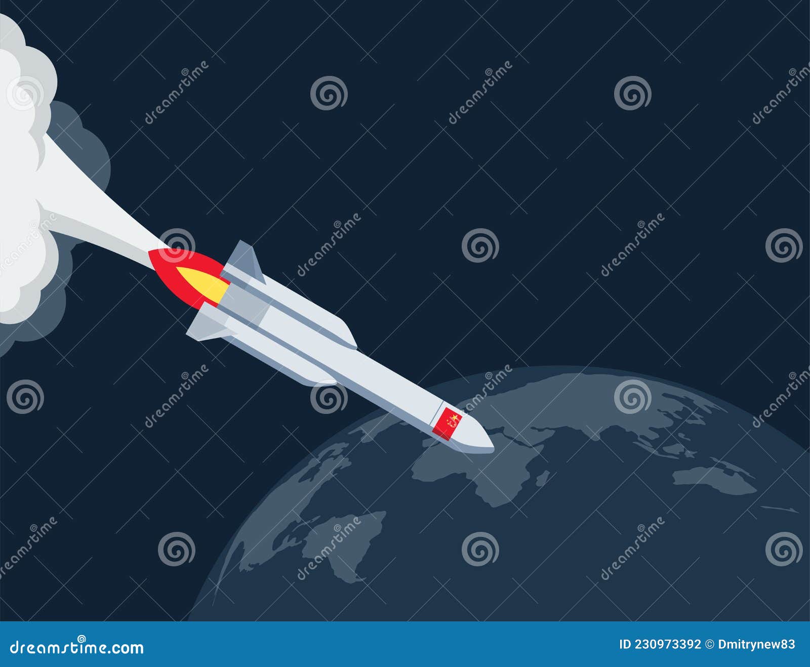 Rocket in Risk To Reenter the Earth Atmosphere Stock Vector ...
