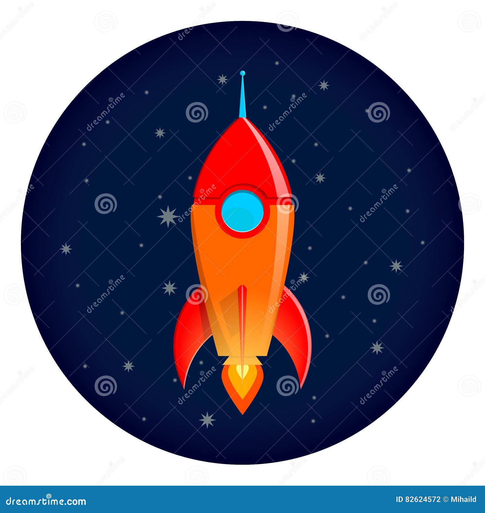 Rocket in Round Piece of Space Stock Vector - Illustration of ...