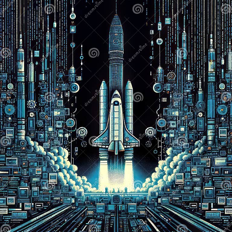 19 Rocket S Code an ASCII Art Depiction of the Launch with Matri Stock ...