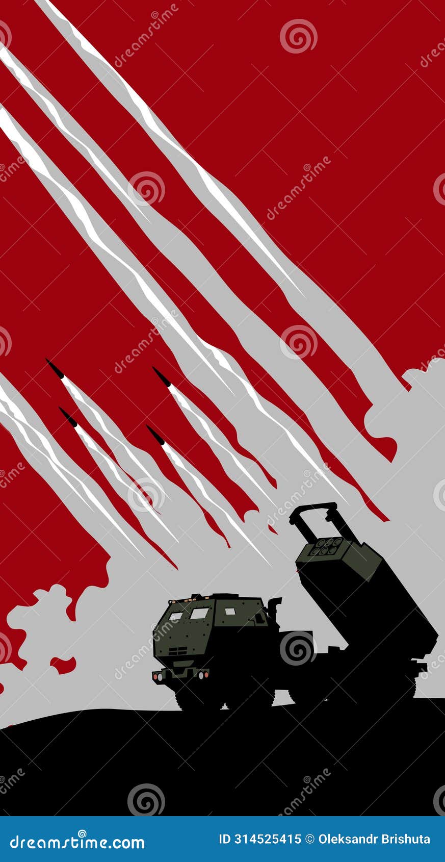 Rocket Salvo. M142 HIMARS Multiple Rocket Launcher Stock Vector ...