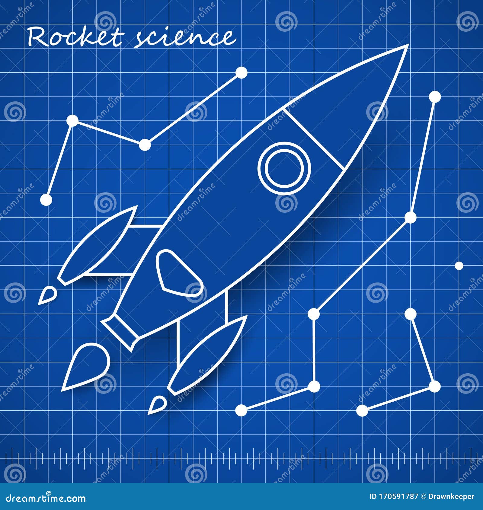 Rocket Scince Blueprint Template with Blue Background Stock Vector ...