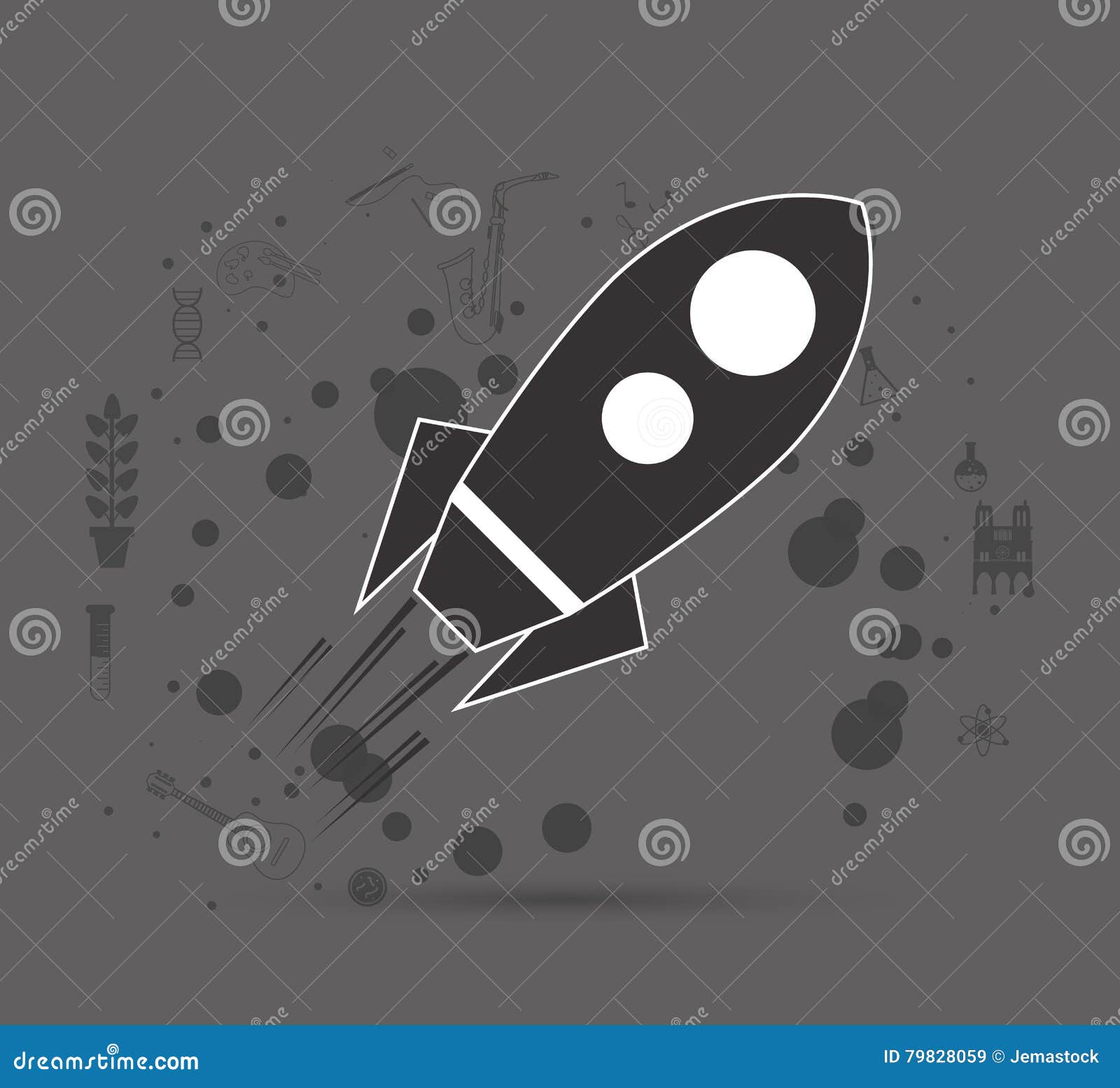 Rocket with Science Related Icons Image Stock Illustration ...