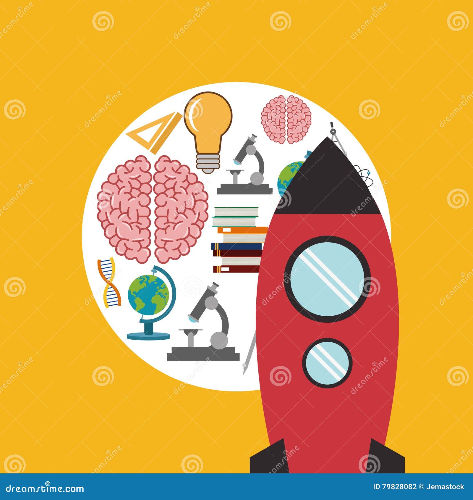 Rocket with Science Related Icons Image Stock Illustration ...