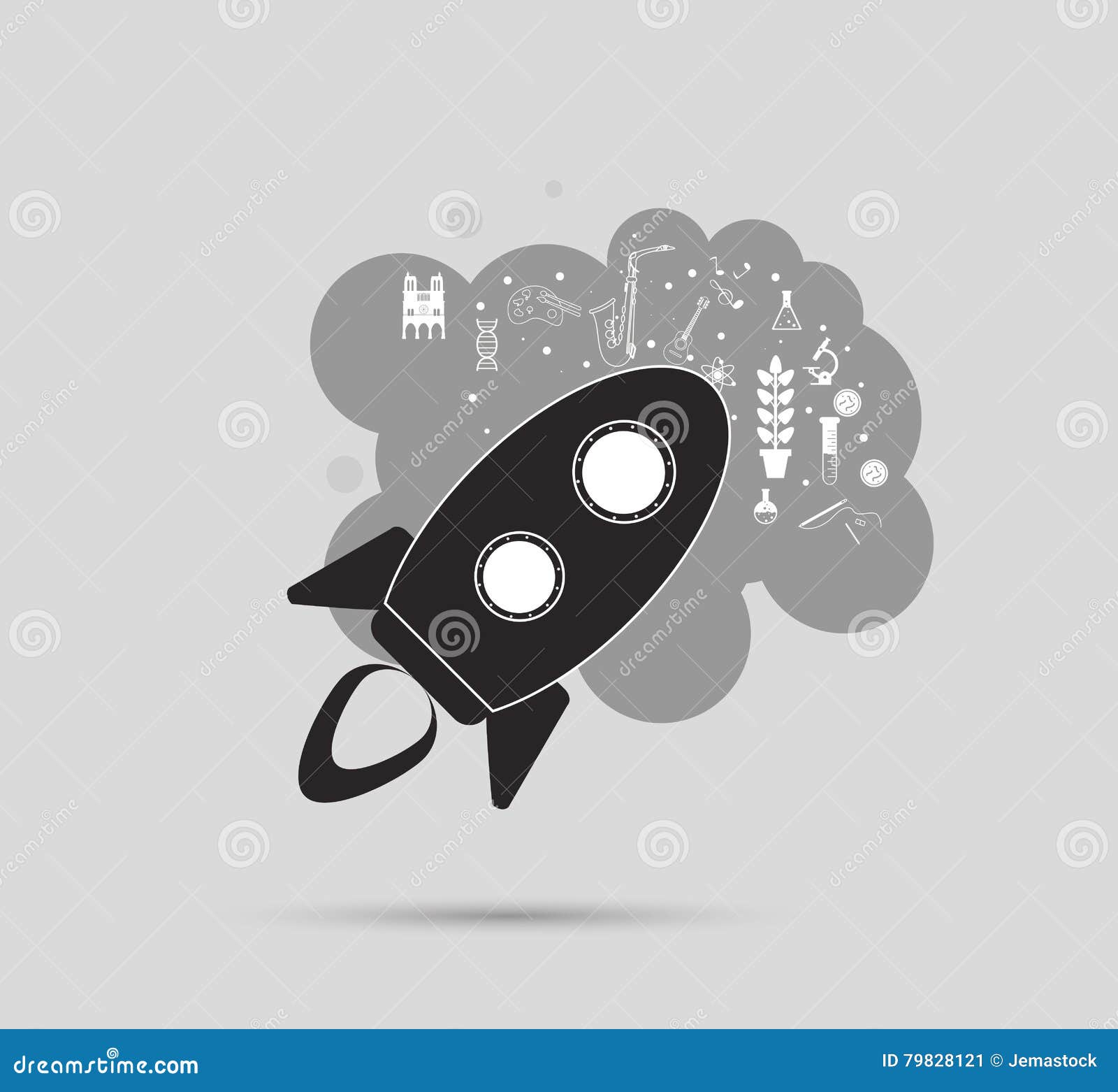Rocket with Science Related Icons Image Stock Illustration ...