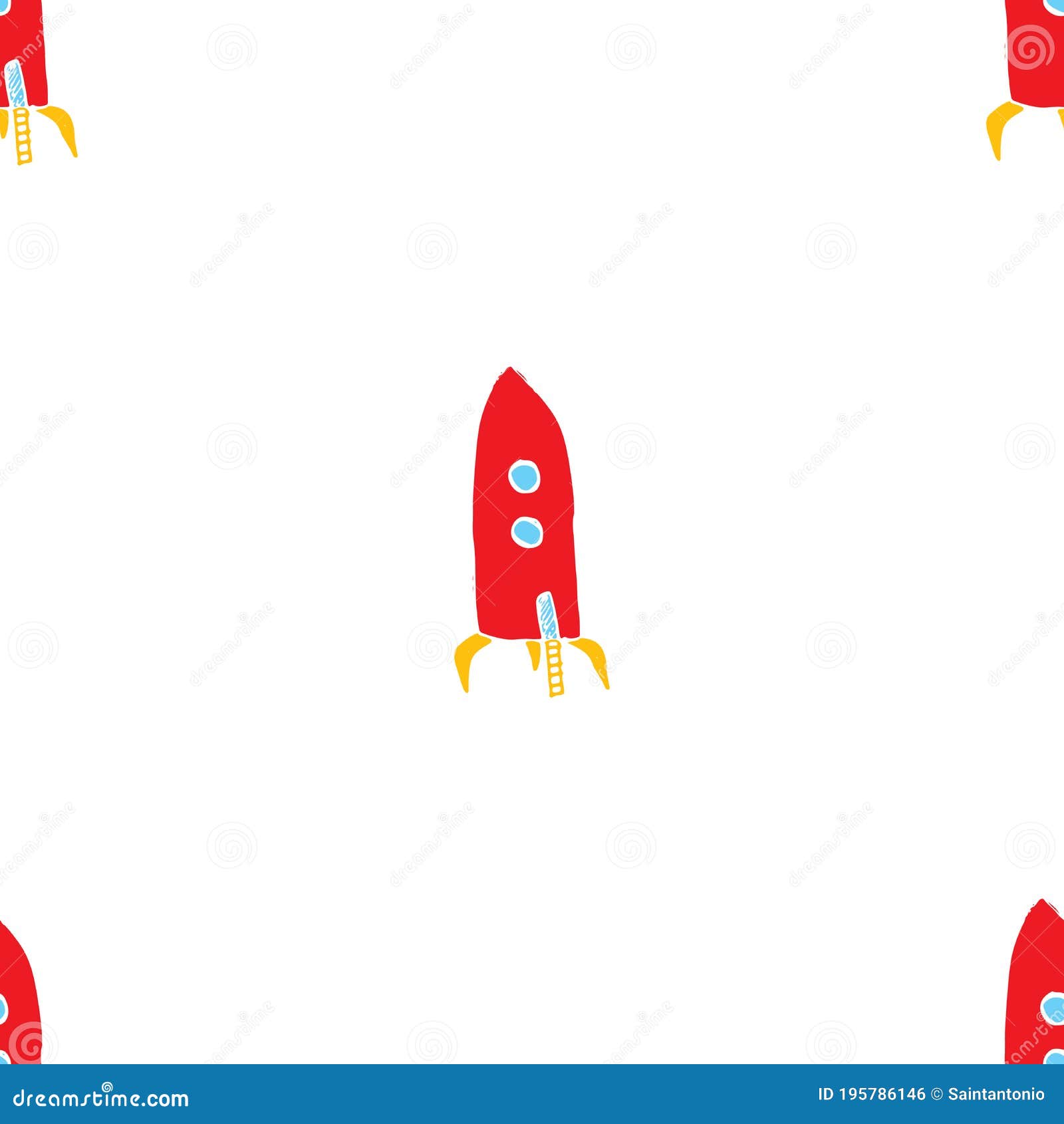 Rocket Seamless Pattern. Cute Doodles Space Ships Sketch Stock Vector ...