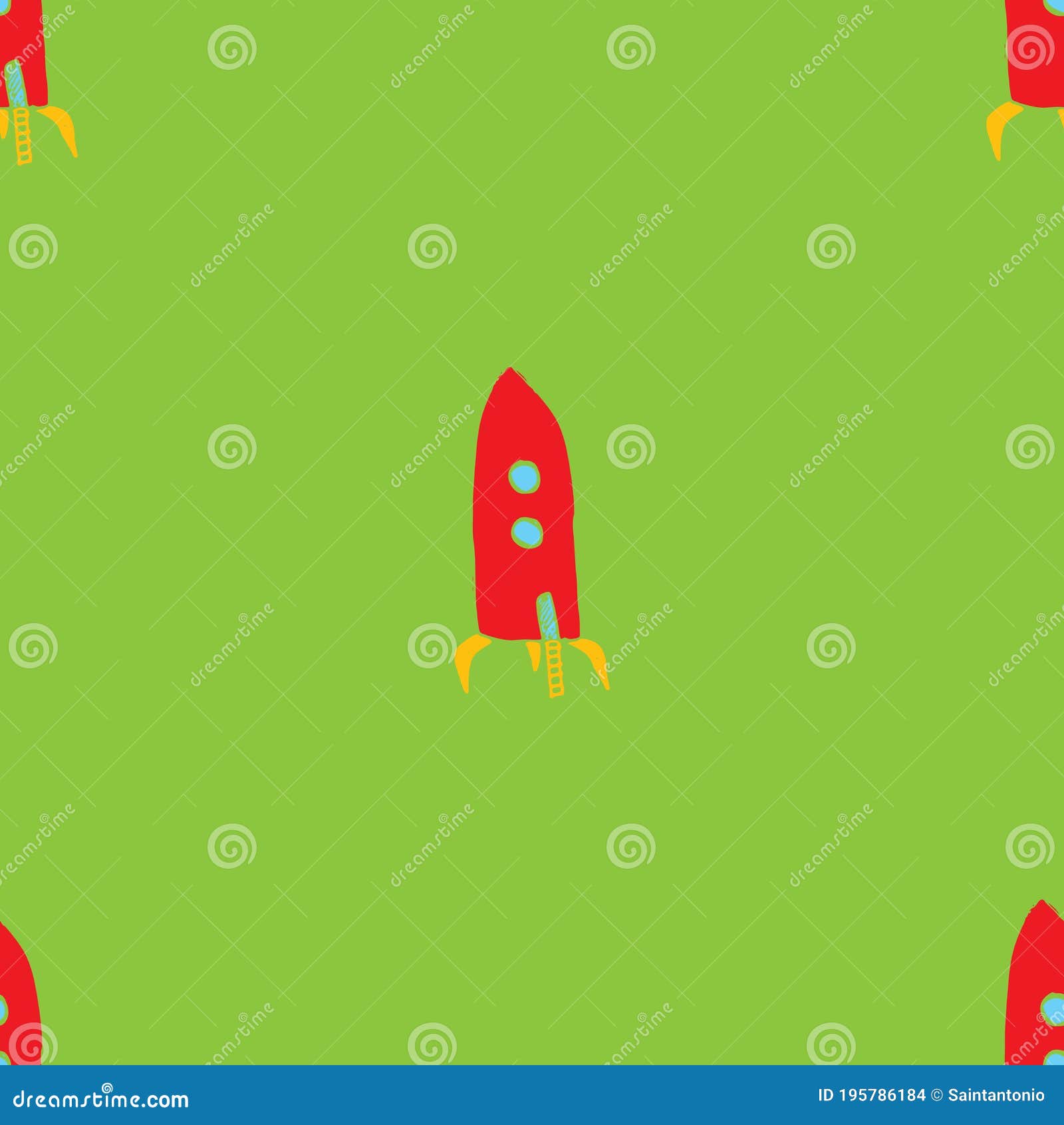 Rocket Seamless Pattern. Cute Doodles Space Ships Sketch Stock Vector ...