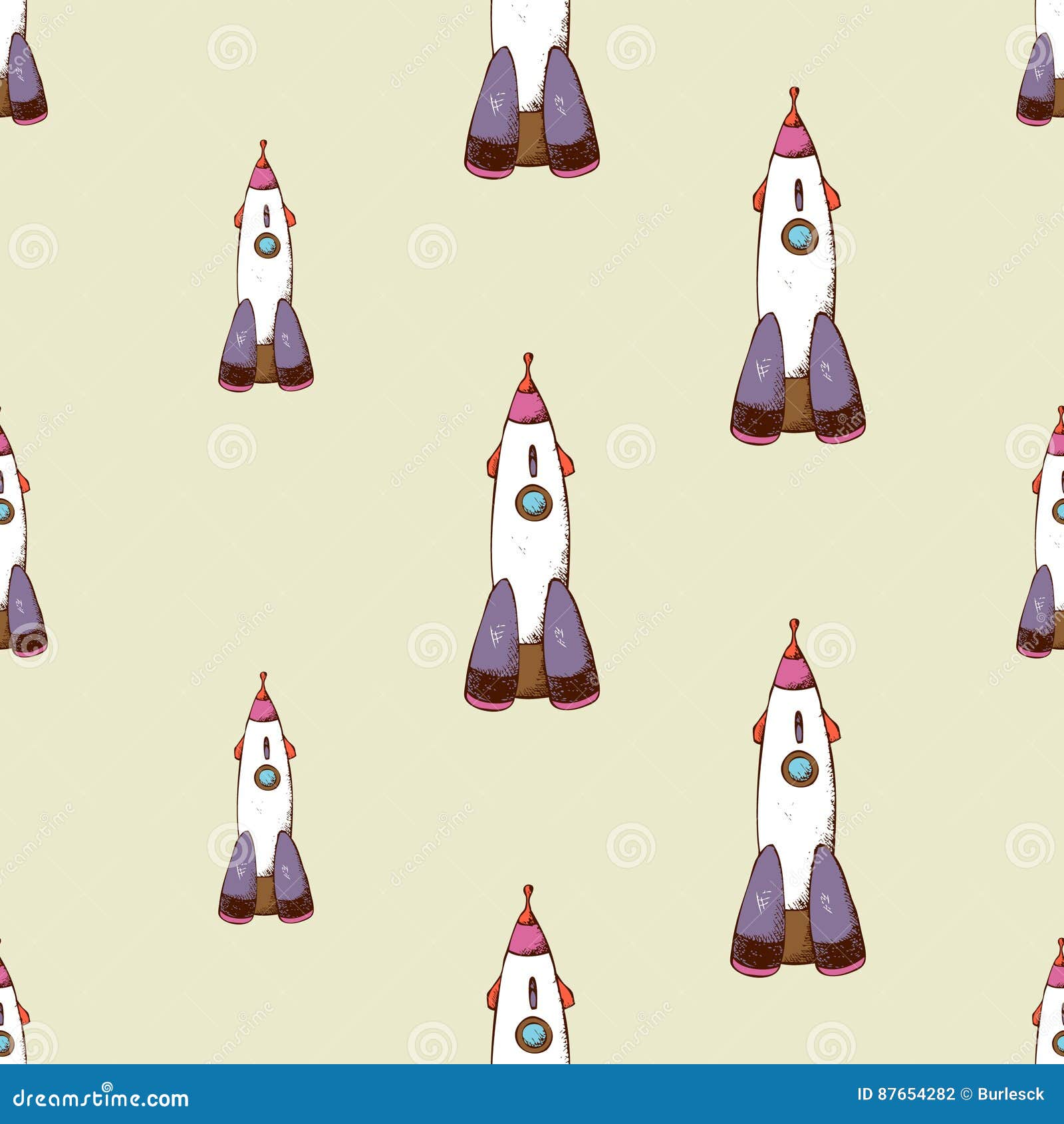 Rocket seamless pattern stock vector. Illustration of science - 87654282