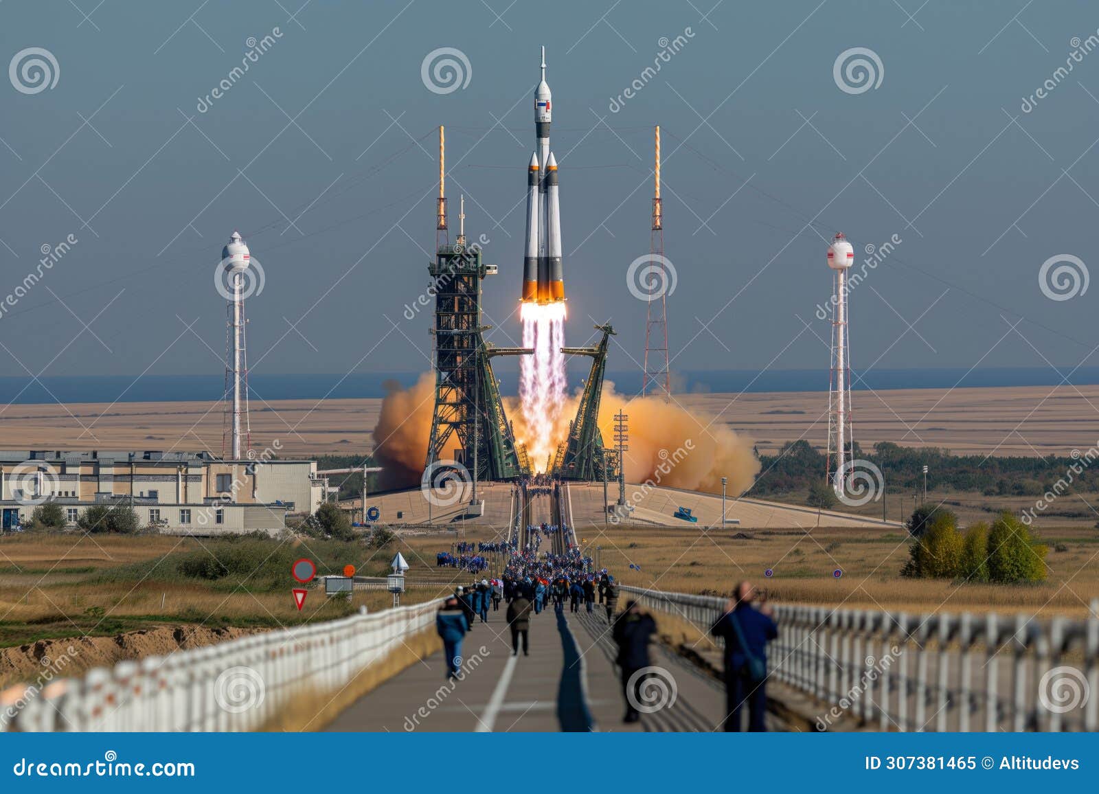 Rocket Separation Stages Seen from Observation Point Stock Image ...