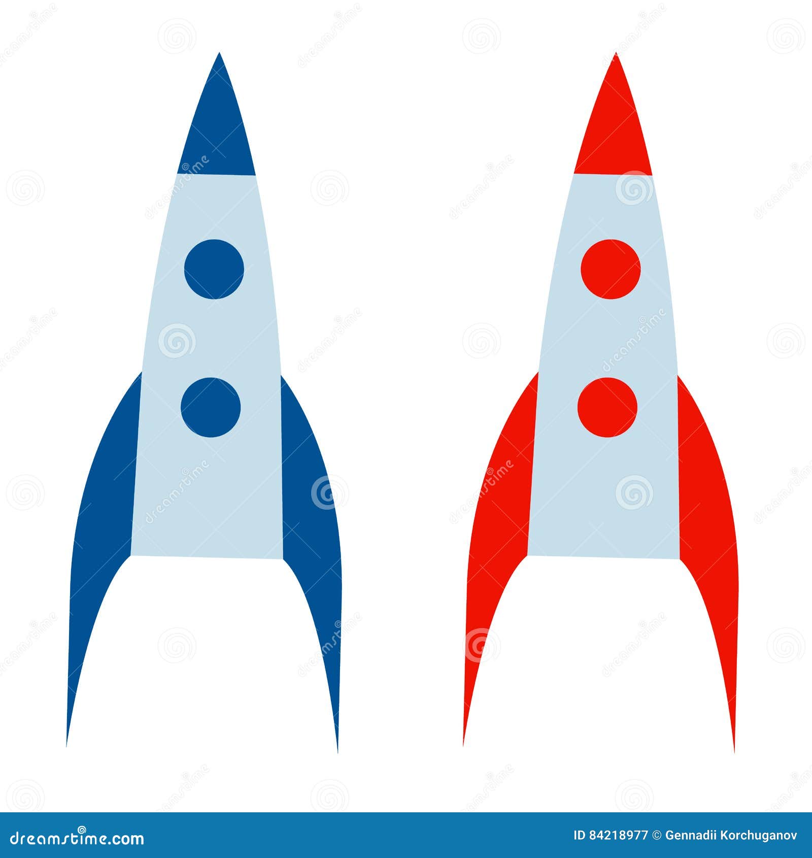 Rocket Set and Technology Ship Cartoon Design. Stock Vector ...