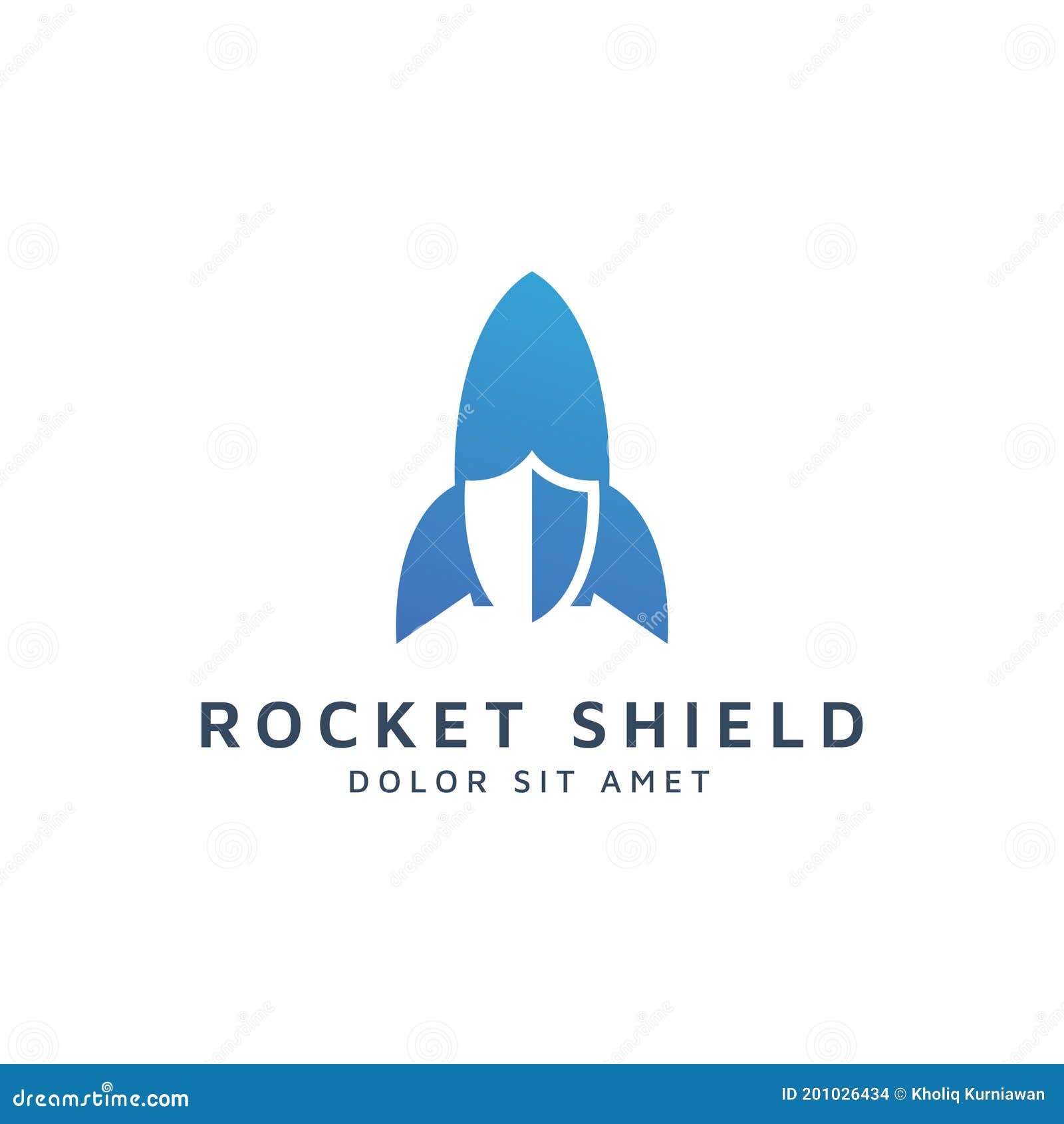 Rocket and Shield Negative Space Logo Design Stock Vector ...