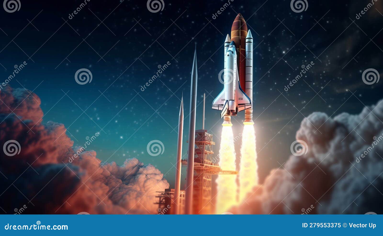 Rocket Ship and Bar Chart Illustration. Generative AI Stock ...