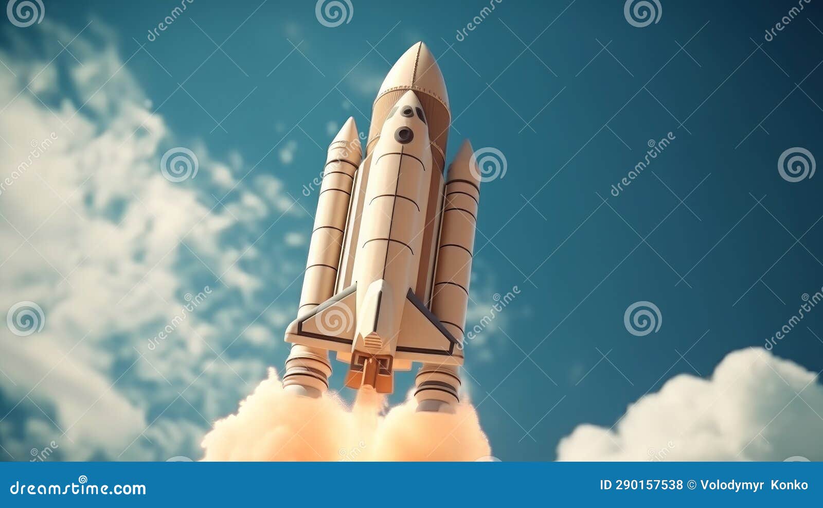 Rocket Ship in the Clouds Shuttle Cartoon Generative AI. Generative Ai ...