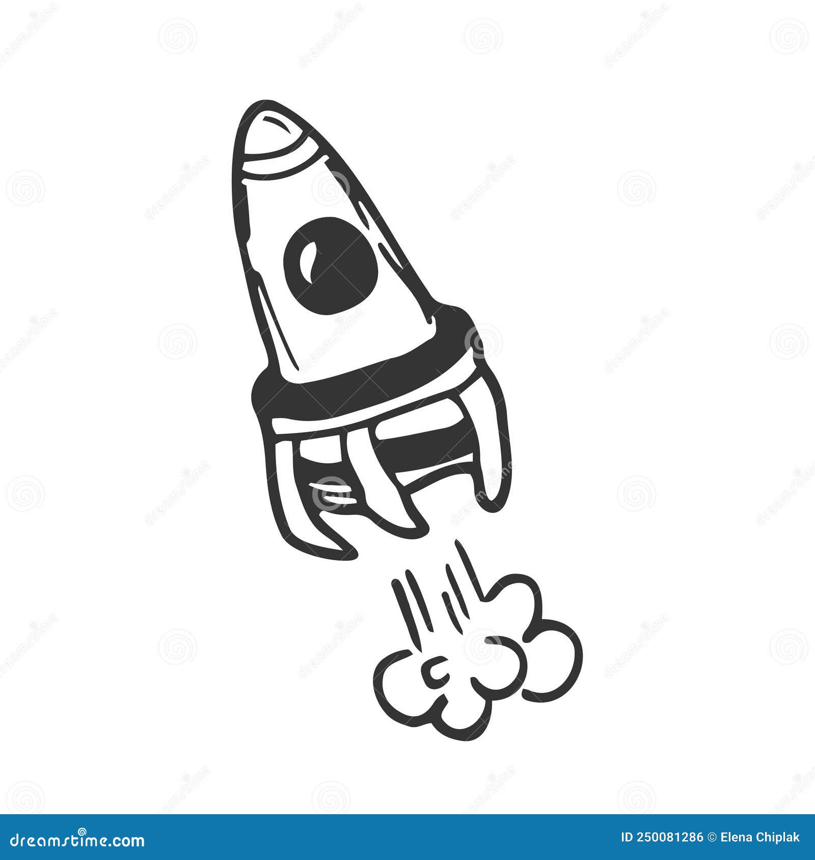 Rocket Ship Doodle Icon. Hand Drawn Sketch in Vector Stock Vector ...