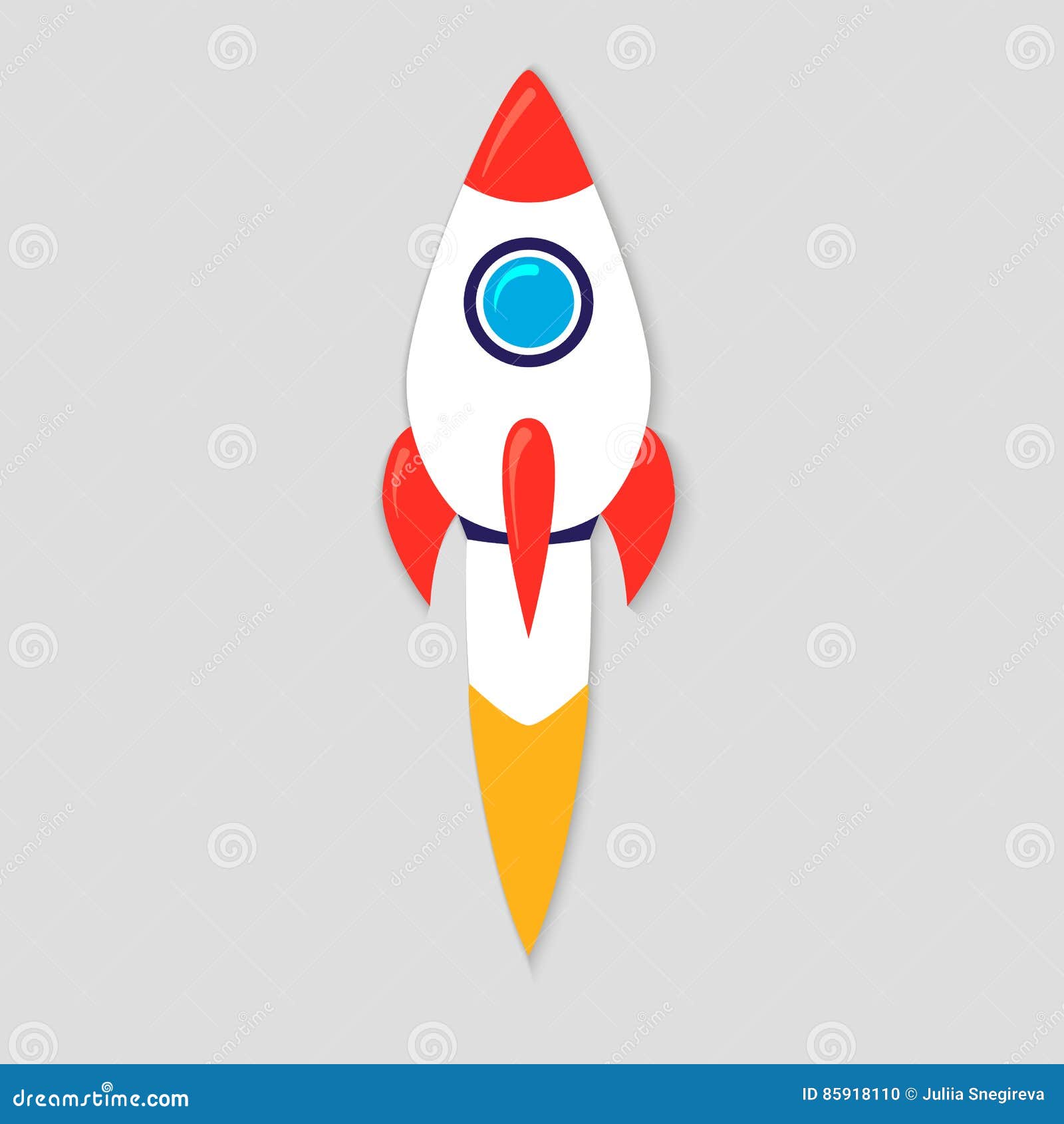 Rocket Ship in a Flat Style. Project Start Up and Development Process ...