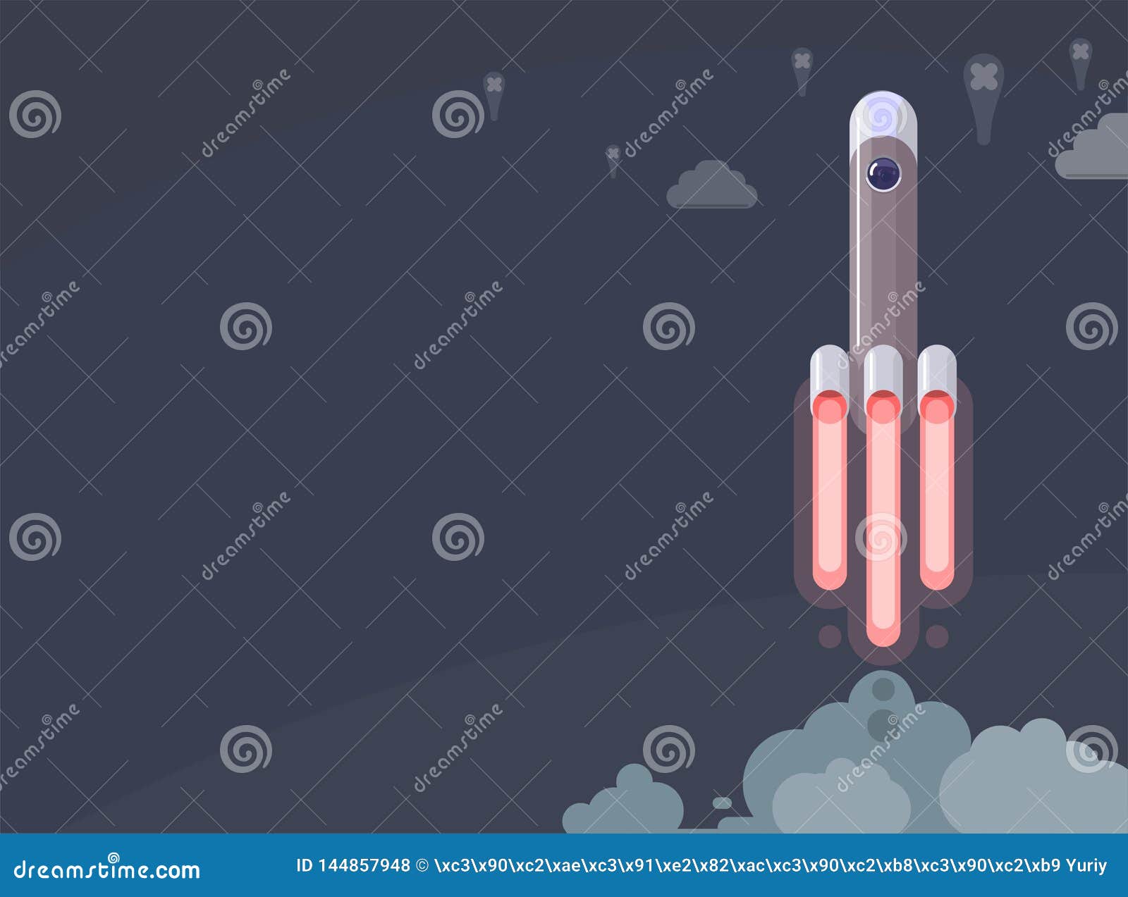 Rocket Ship in a Flat Style. Space Rocket Launch with Trendy Flat Style ...