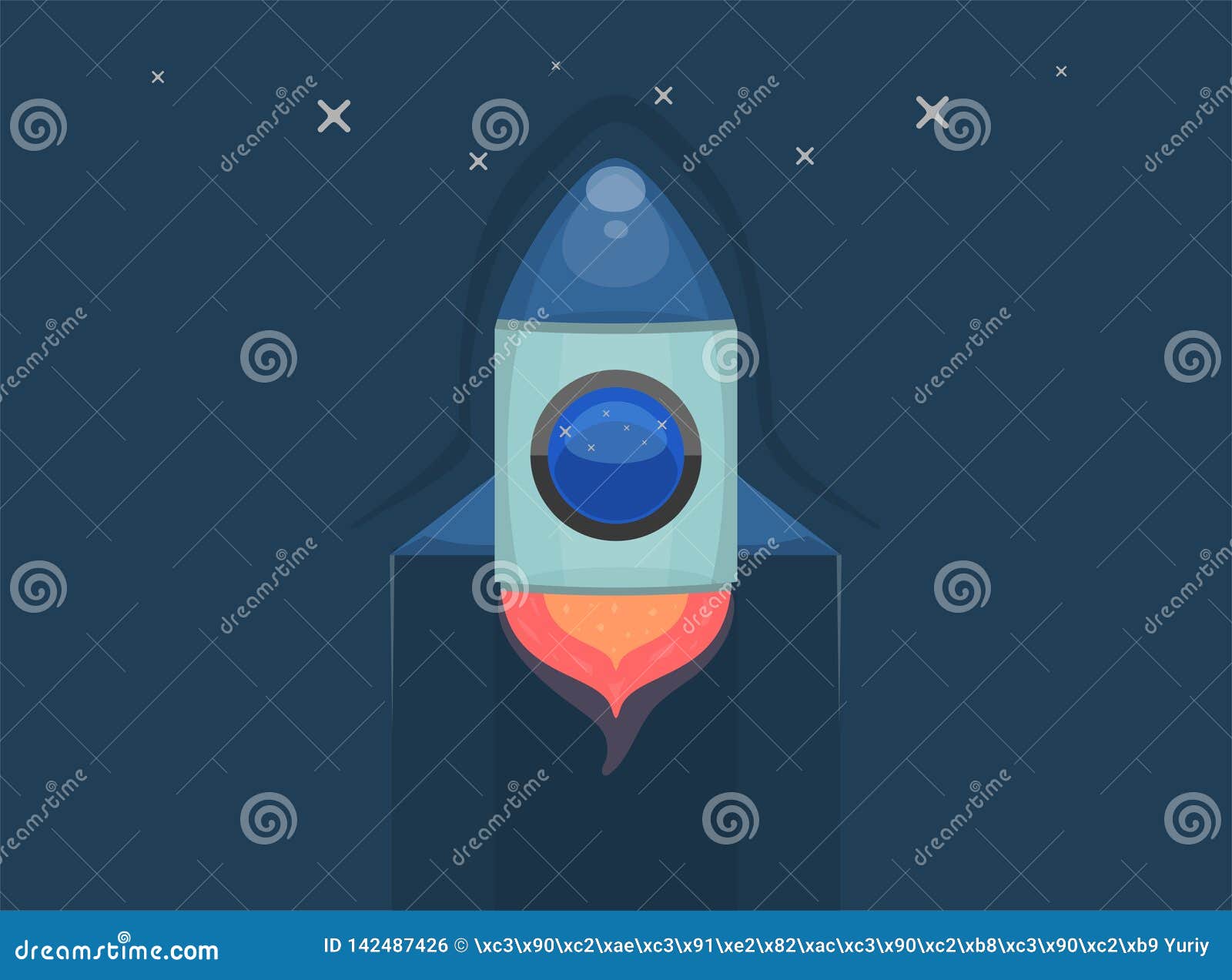 Rocket Ship in a Flat Style. Space Rocket Launch with Trendy Flat Style ...