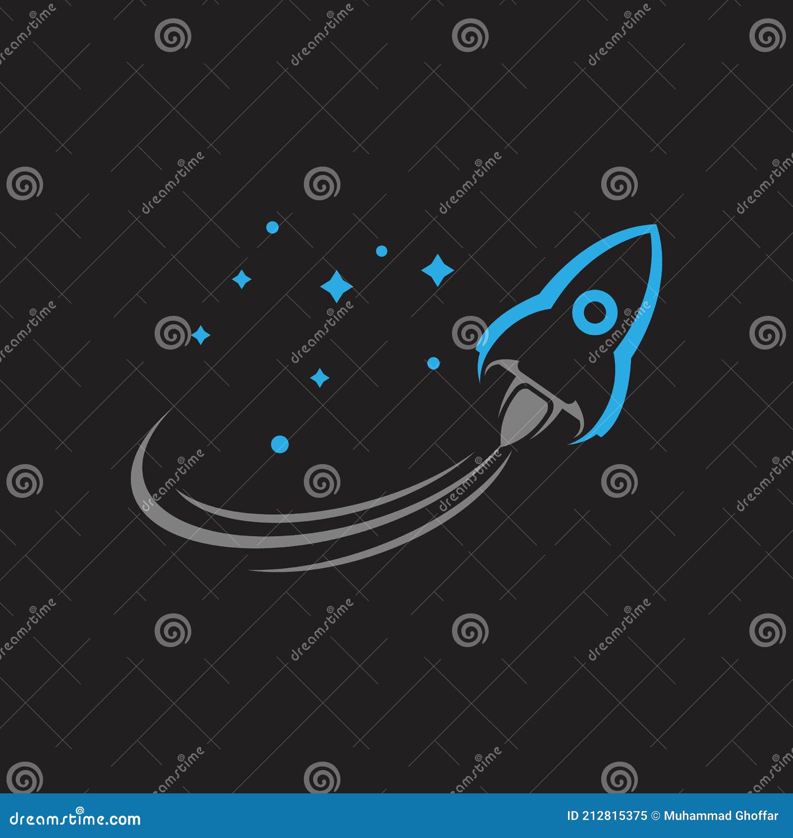 Rocket Ship in a Flat Style.Vector Illustration with Flying Rocket ...