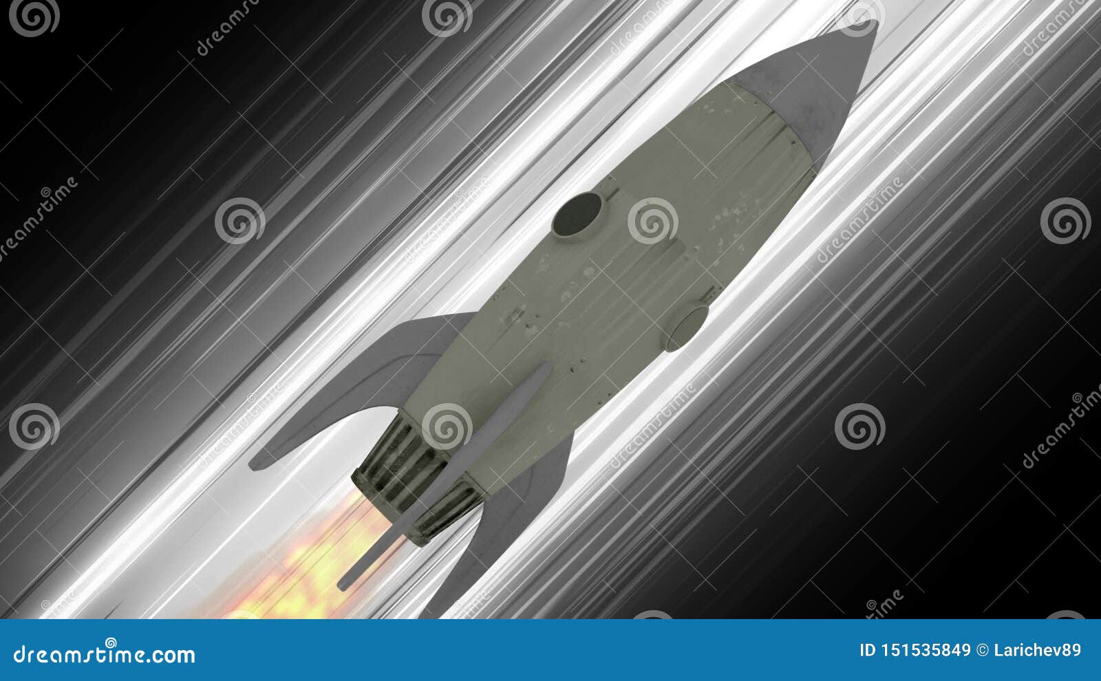 Rocket Ship Flying through Space Animation. Black and White Diagonal ...