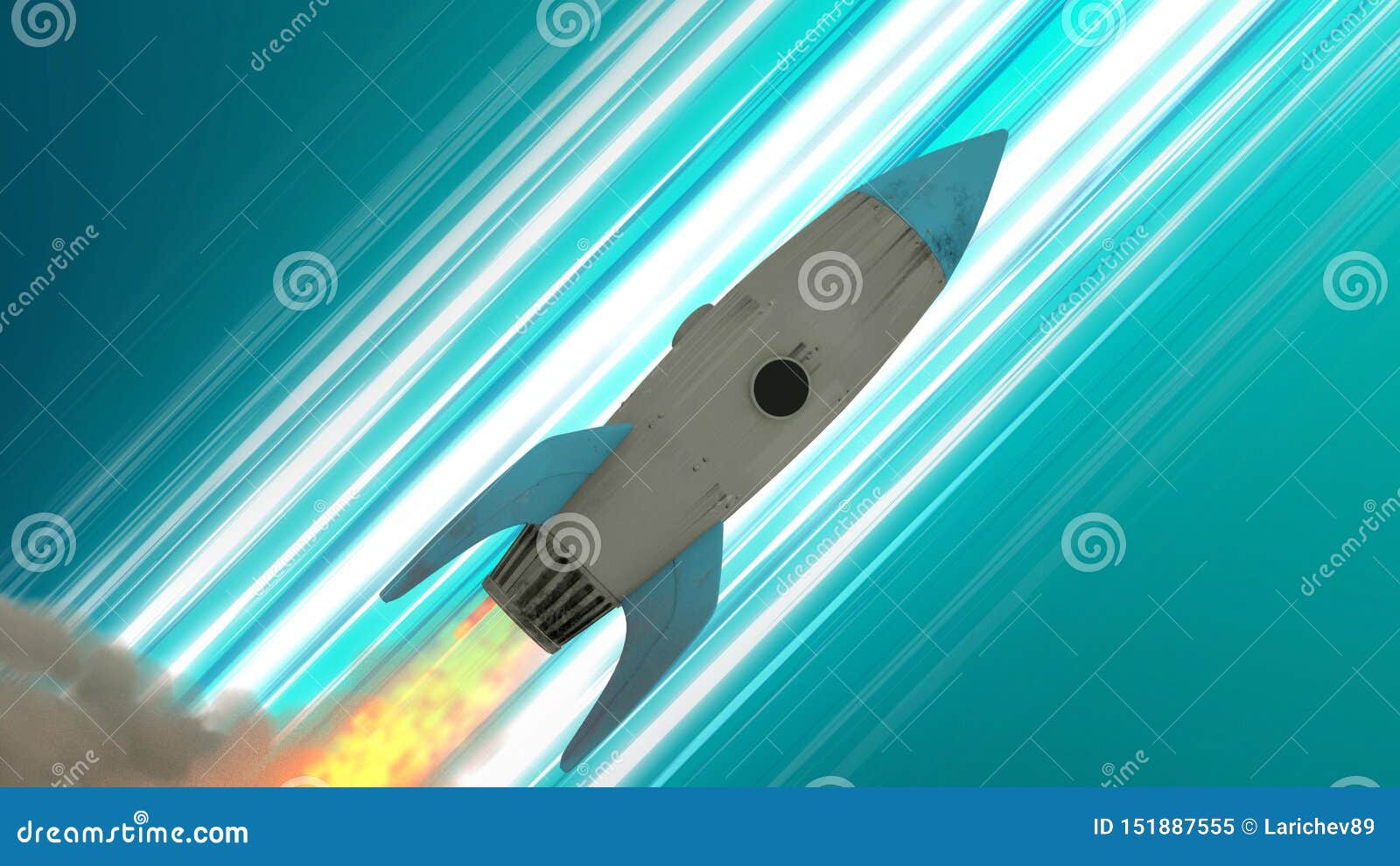 Rocket Ship Flying through Space. Blue Diagonal Anime Speed Lines Stock ...
