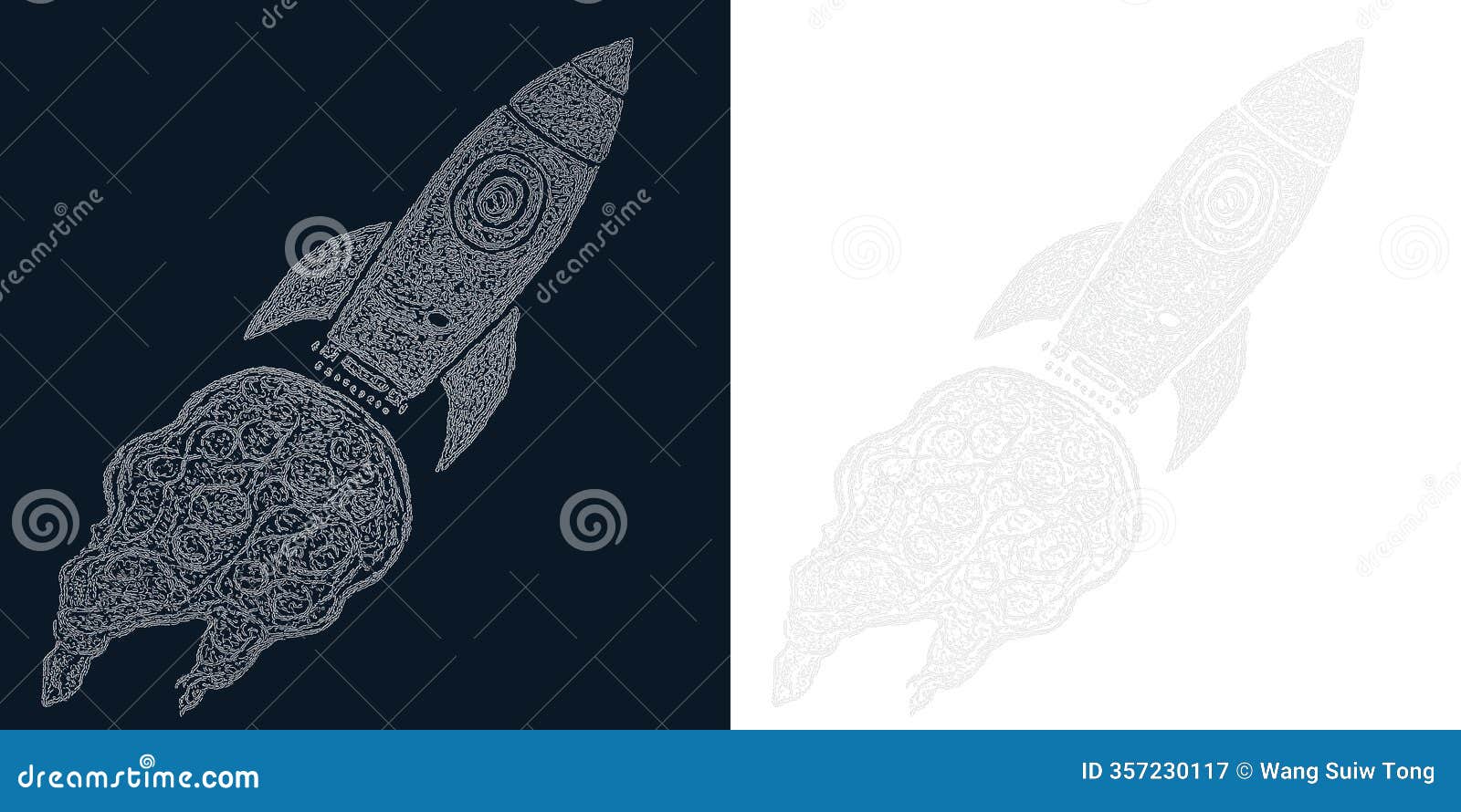 Spaceship Flying with Brain As Exhaust, Creative Idea Concept with ...