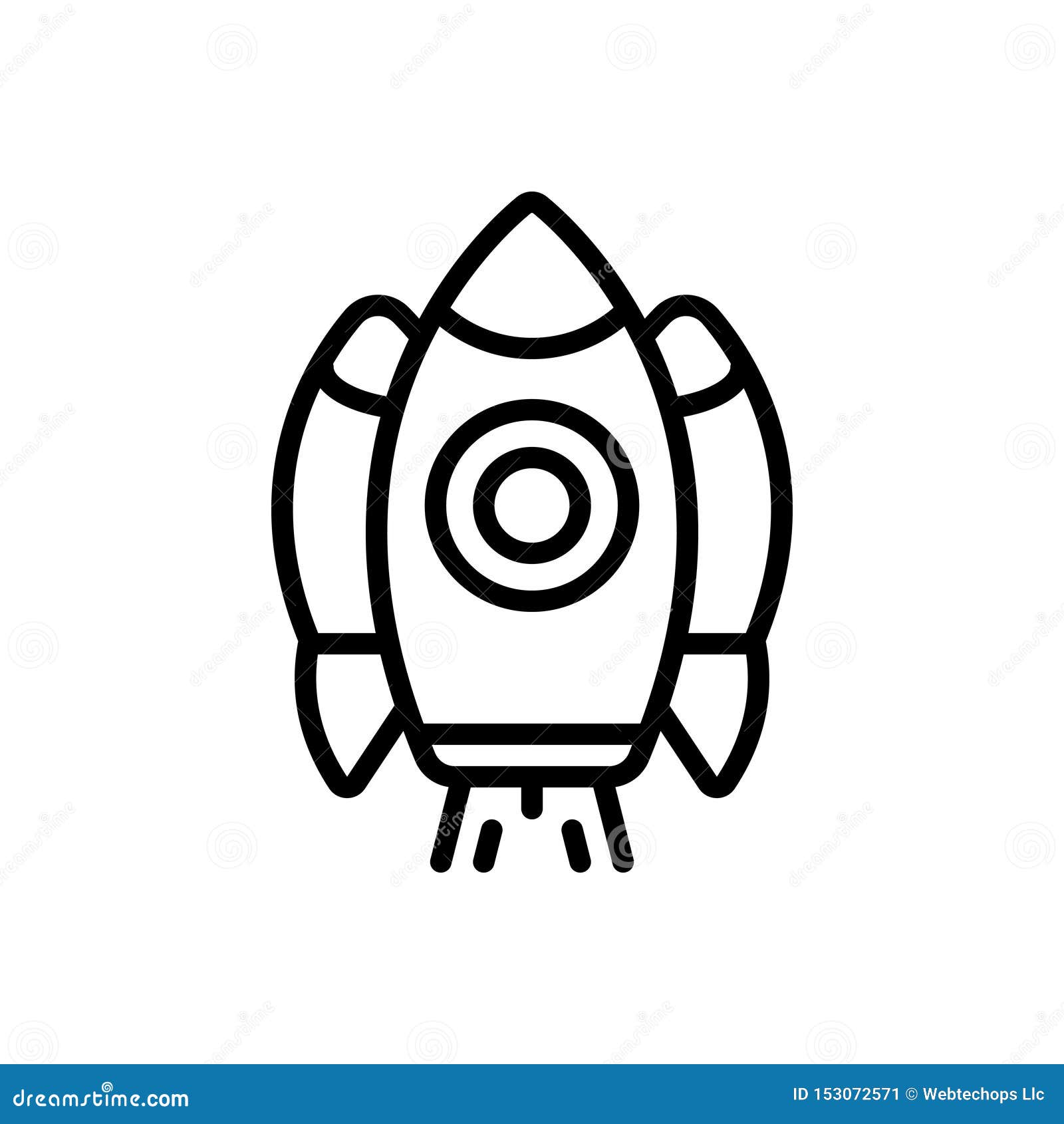 Black Line Icon for Rocket Ship, Launch and Space Stock Vector ...