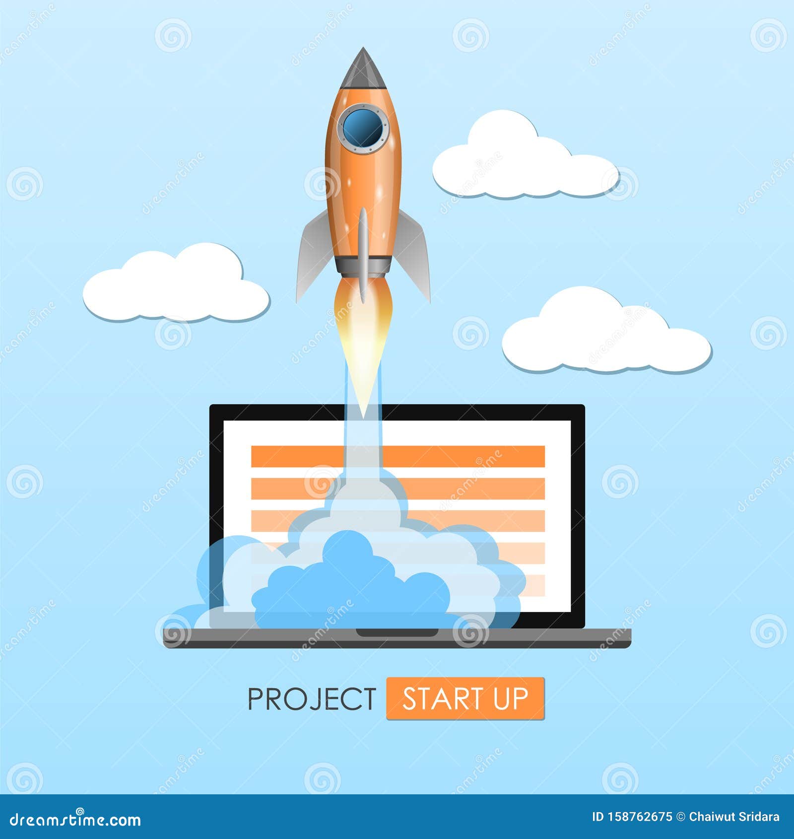 Rocket Ship Launch, Project Start Up Concept Stock Vector ...