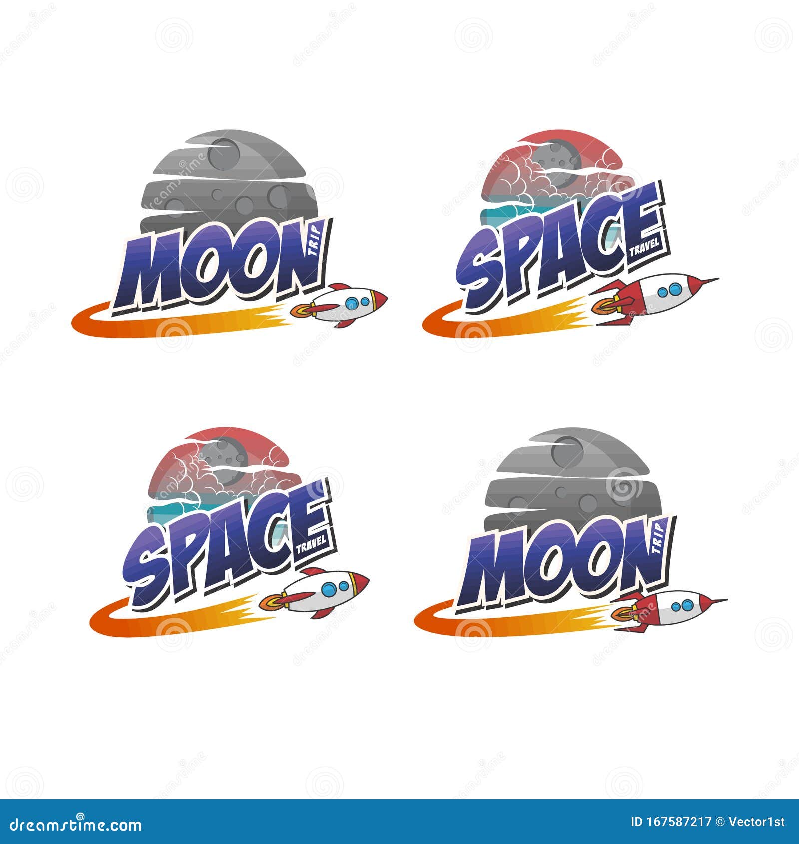 Rocket Ship Launch Space Travel Sign Badge Label Logo Set Stock Vector ...