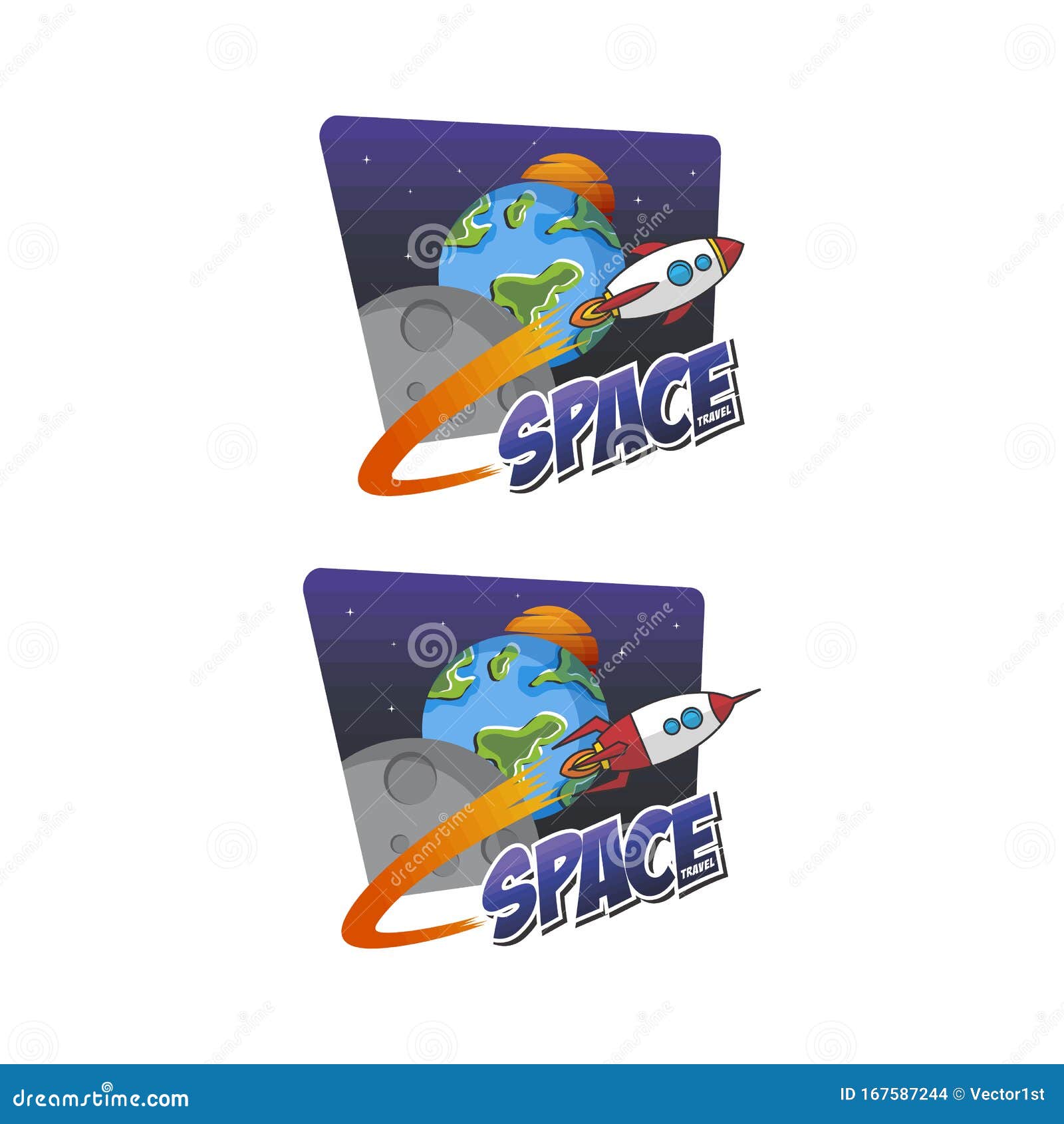 Rocket Ship Launch Space Travel Sign Badge Label Logo Set Stock Vector ...