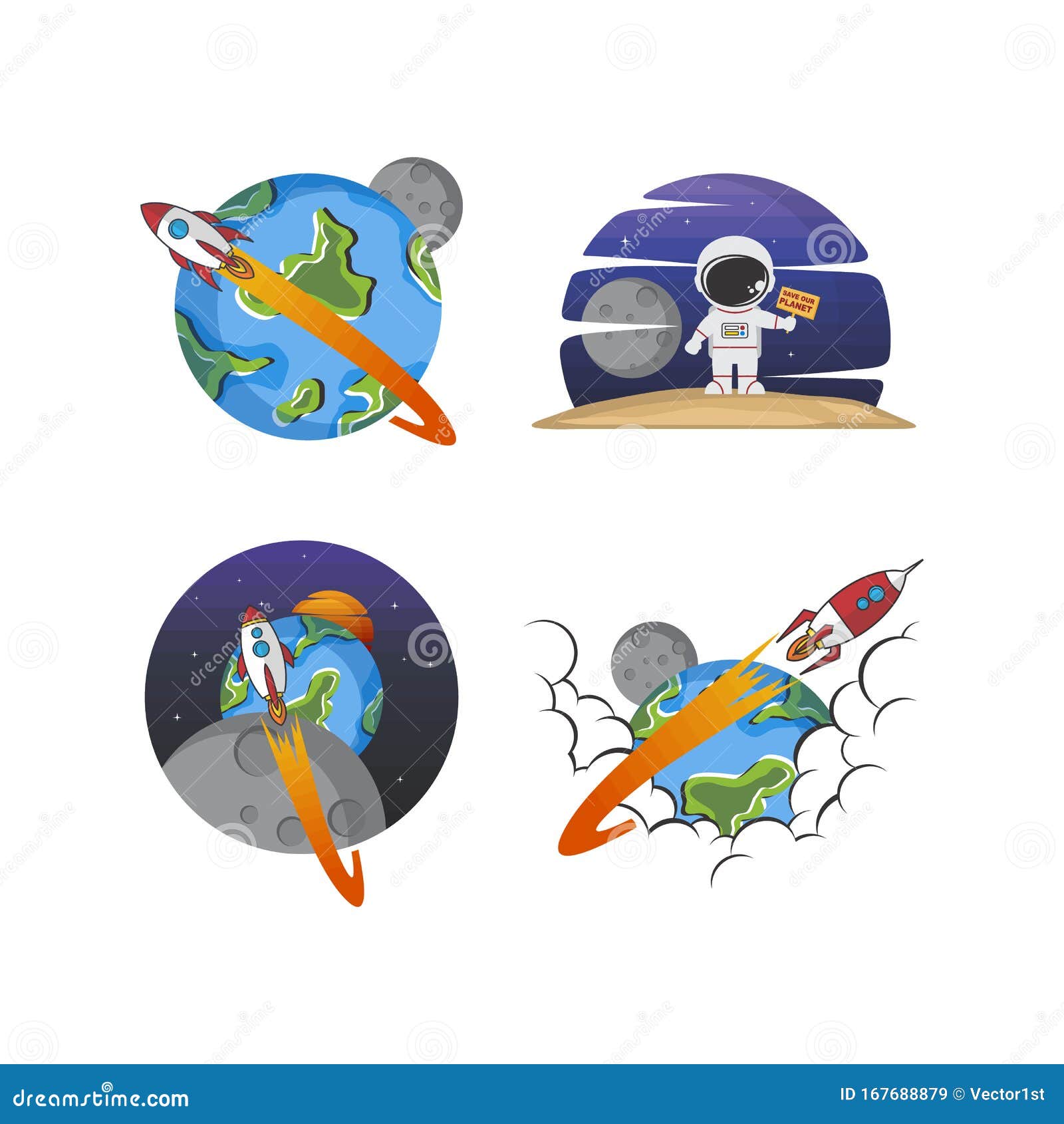 Rocket Ship Launch Space Travel Sign Badge Label Logo Set Stock Vector ...