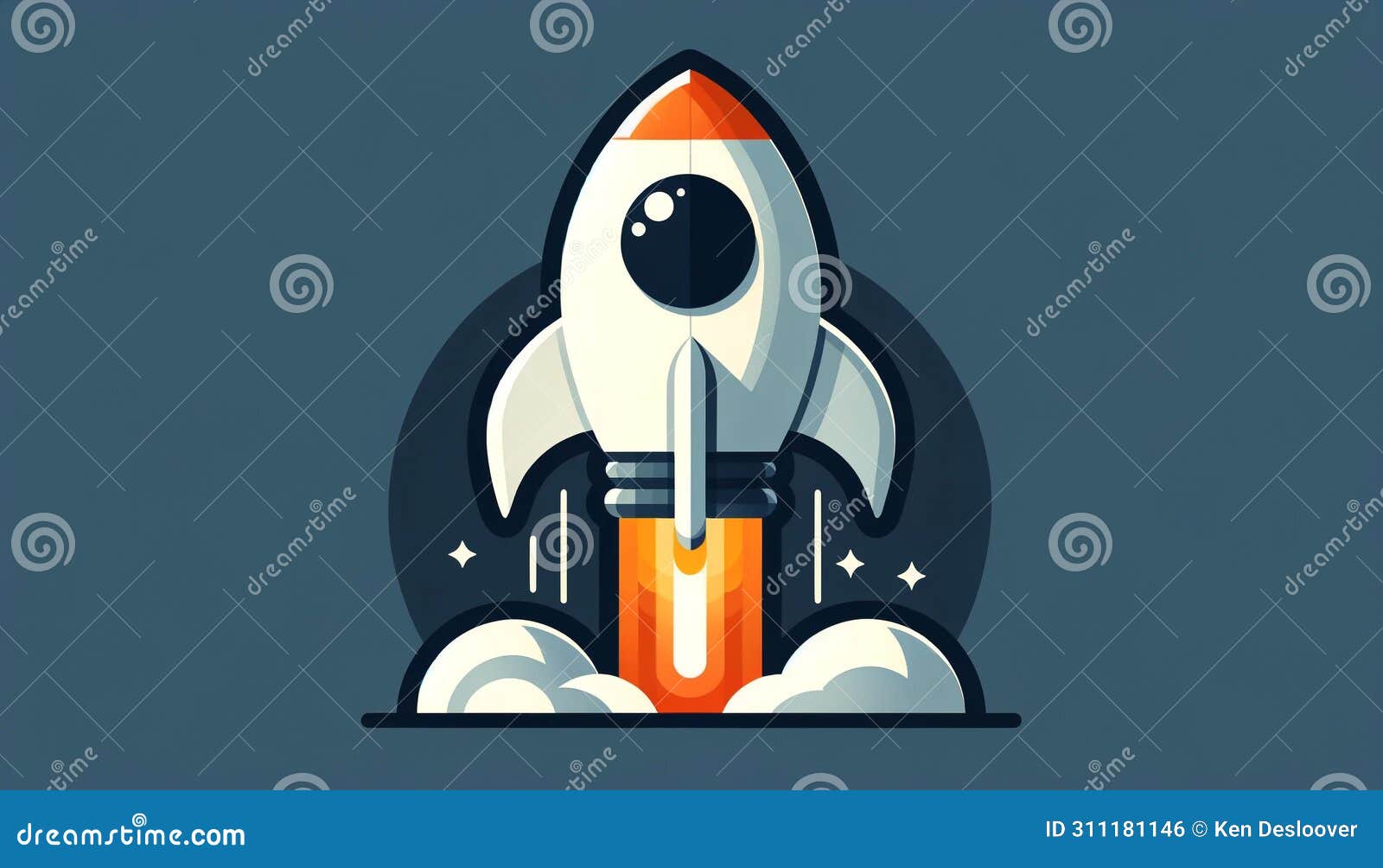 Rocket Ship Launching. Rocket Ship is Sleek and Futuristic, Flat Design ...