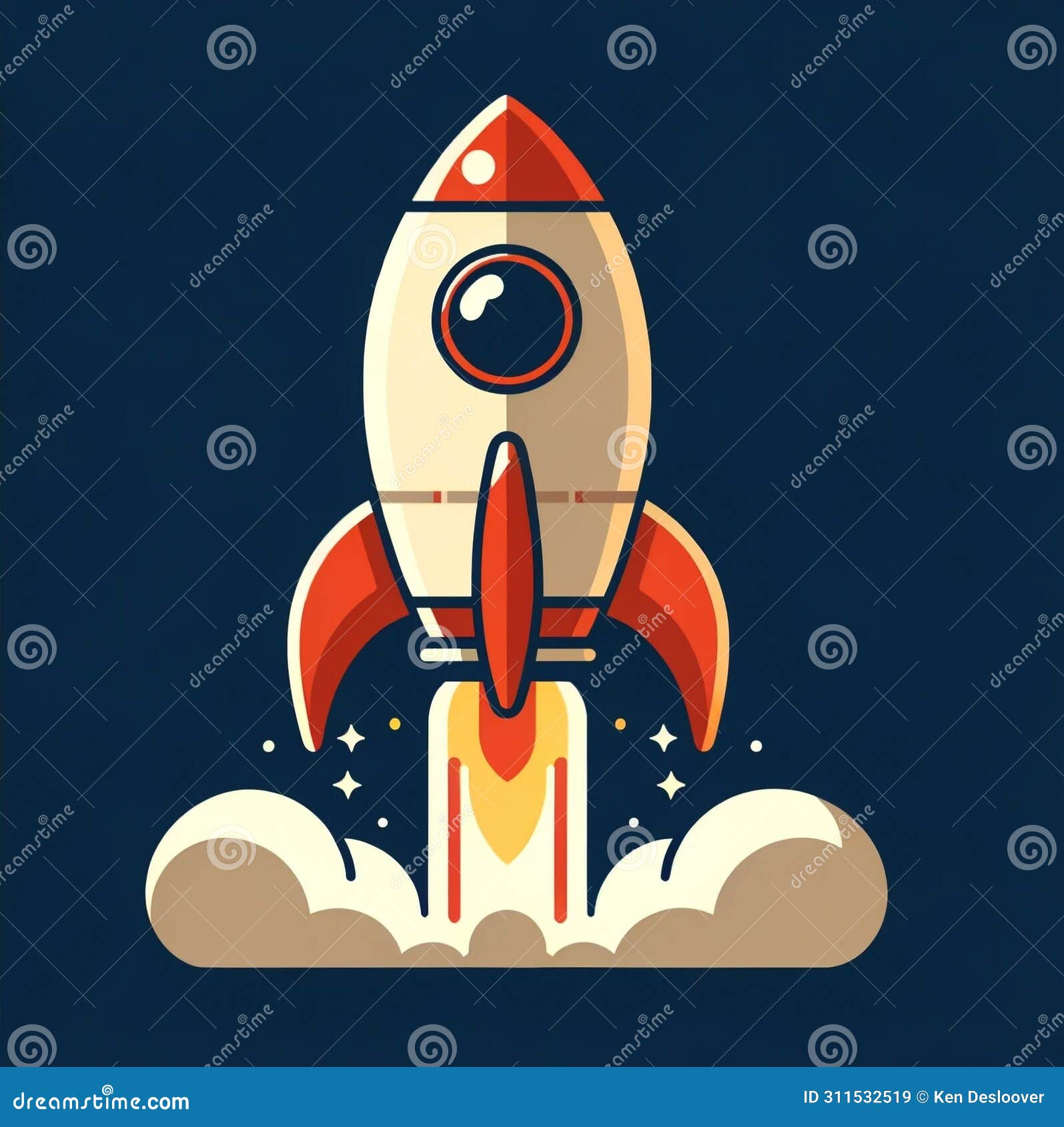 Rocket Ship Launching. Rocket Ship is Sleek and Futuristic, Flat Design ...